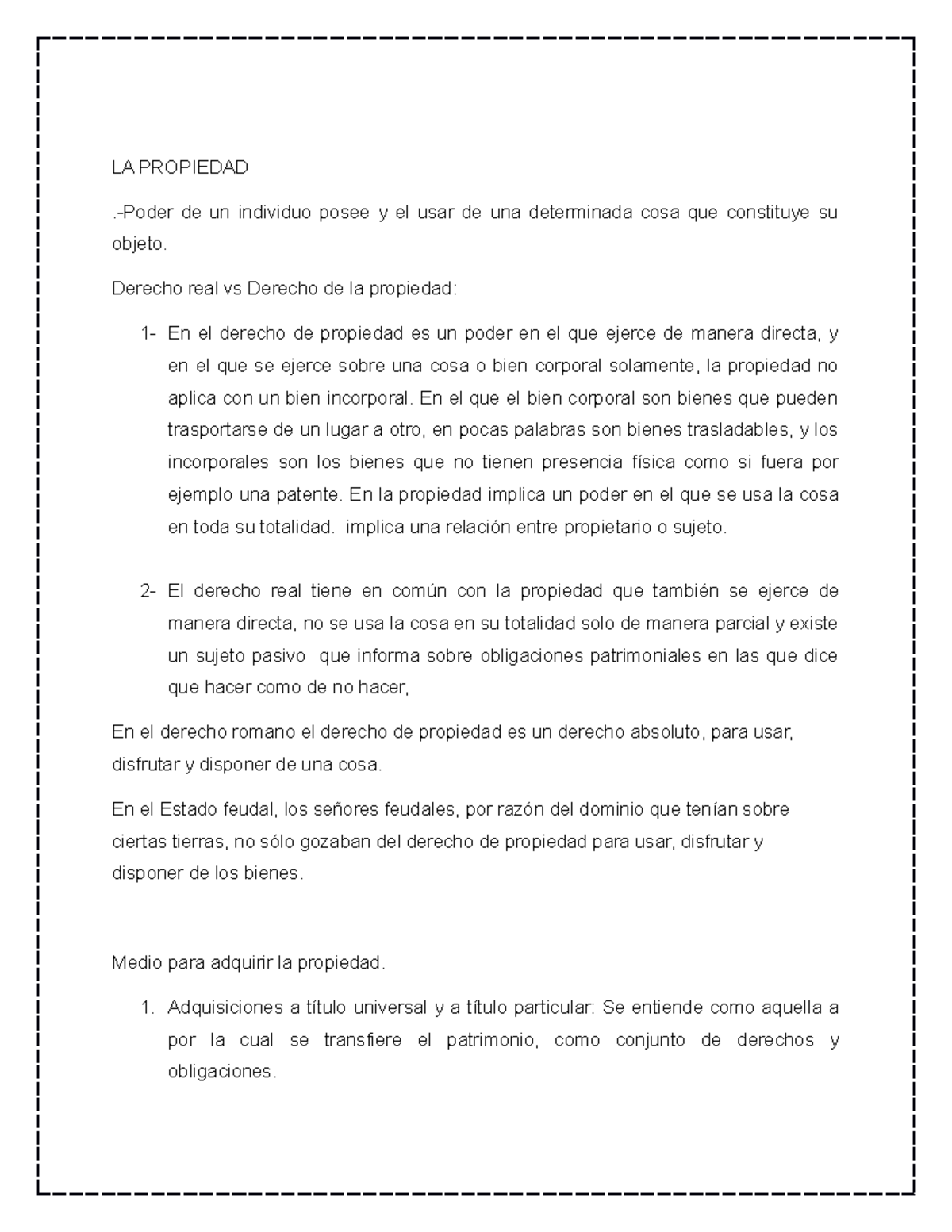 LA Propiedad EN CIVIL - LA PROPIEDAD .-Poder de un individuo posee y el ...