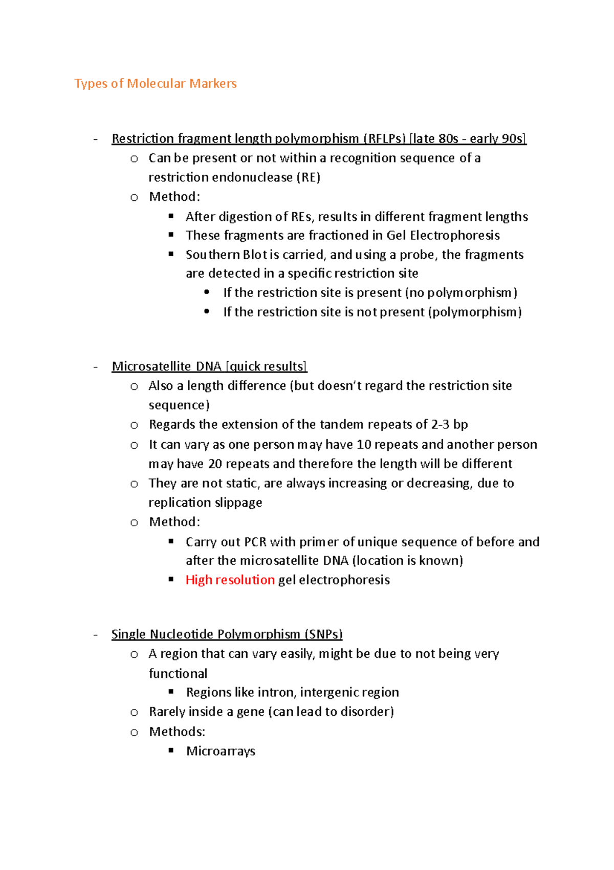Types of Molecular Markers - 5LMS0091 - Herts - Studocu