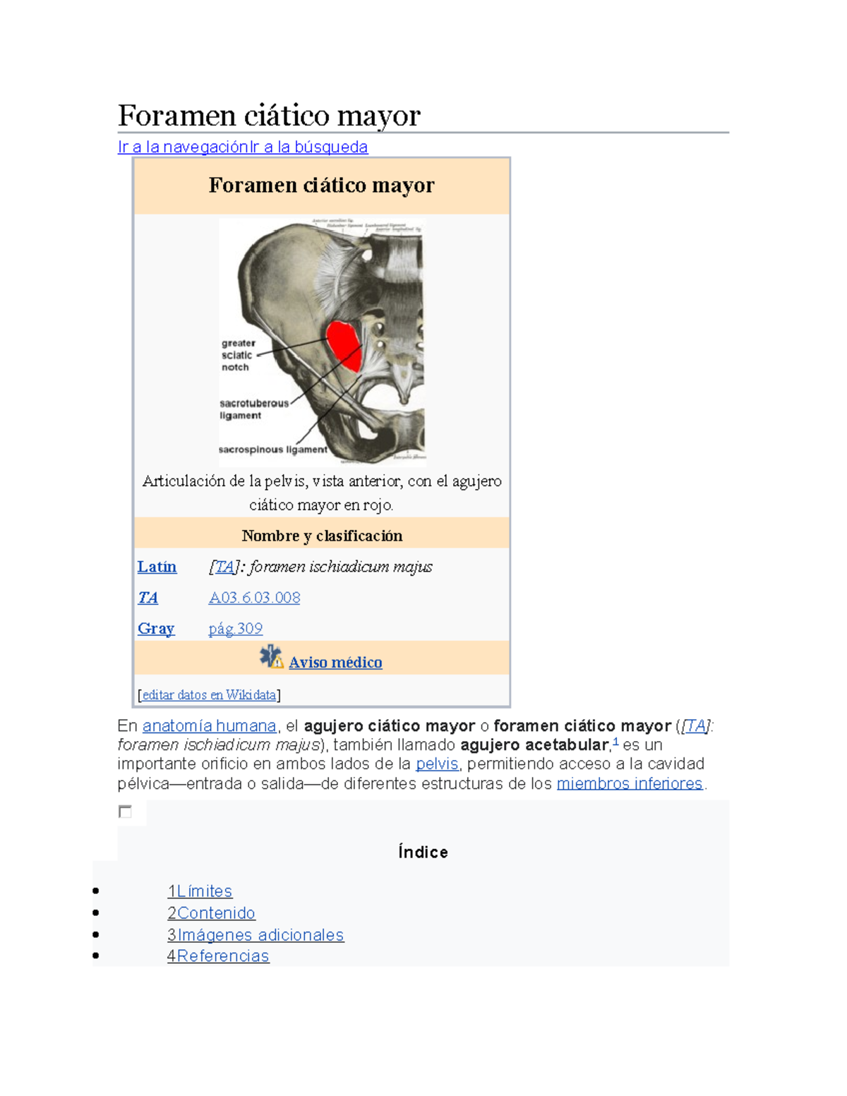 Foramen ciático mayor - Ciatica M - Foramen ciático mayor Ir a la ...