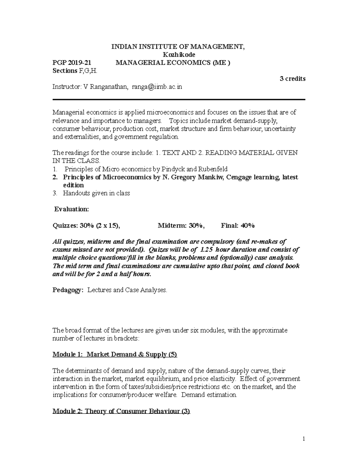 OME IIMK schedule - Summary Introduction to Economics - INDIAN ...
