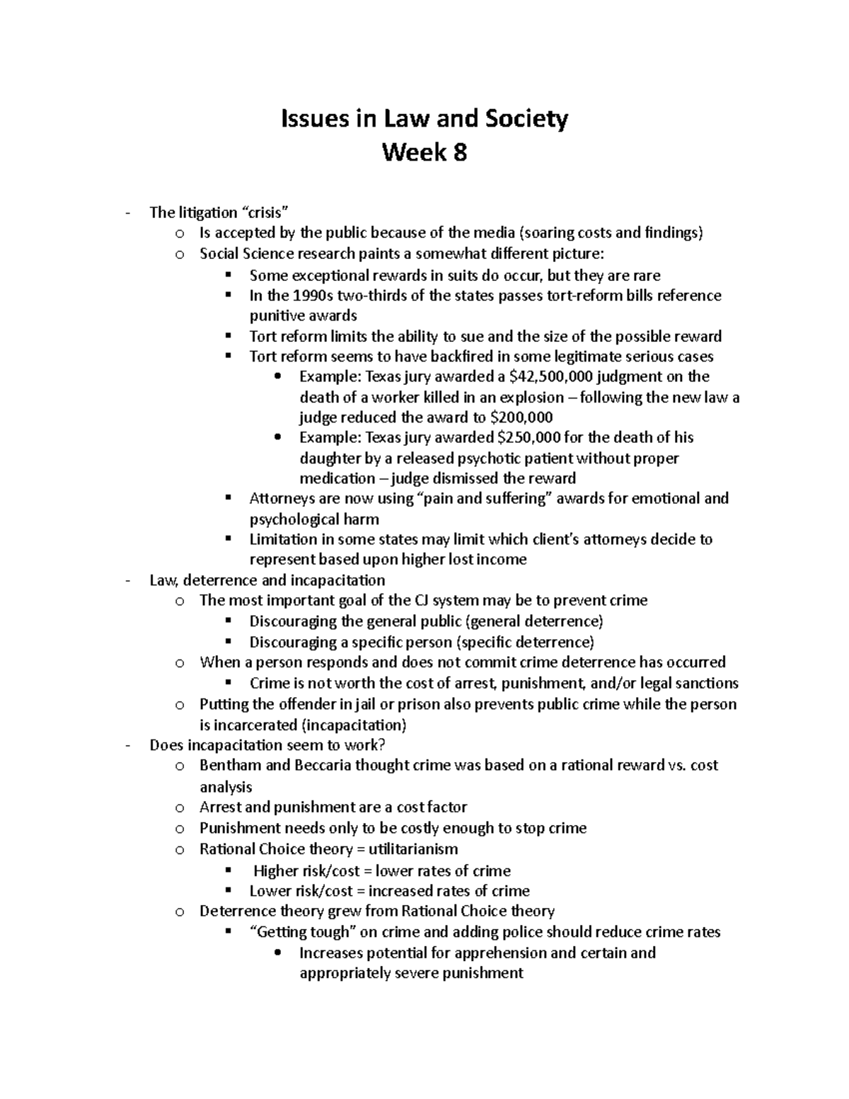 Week 8 Lecture Notes - Issues in Law and Society Week 8 The litigation ...
