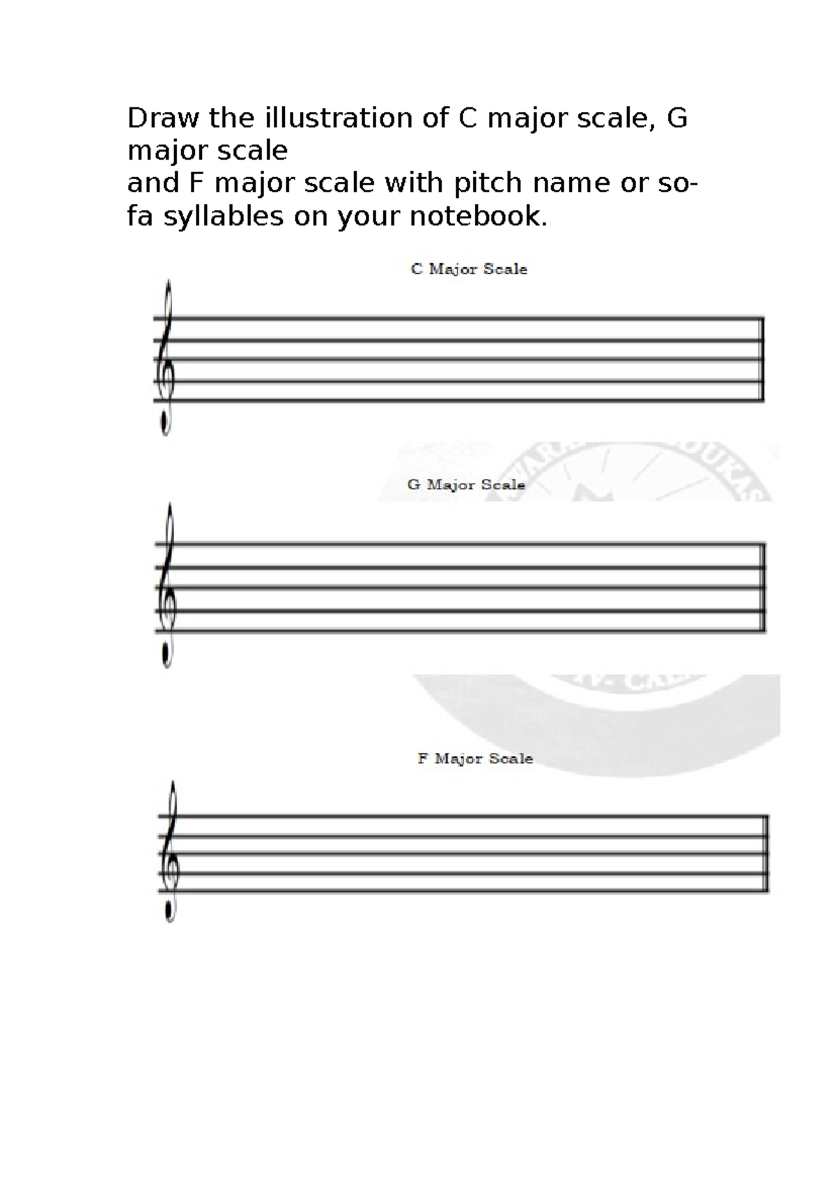 Actvity Sheet C major scale - Elementary Education - Draw the ...