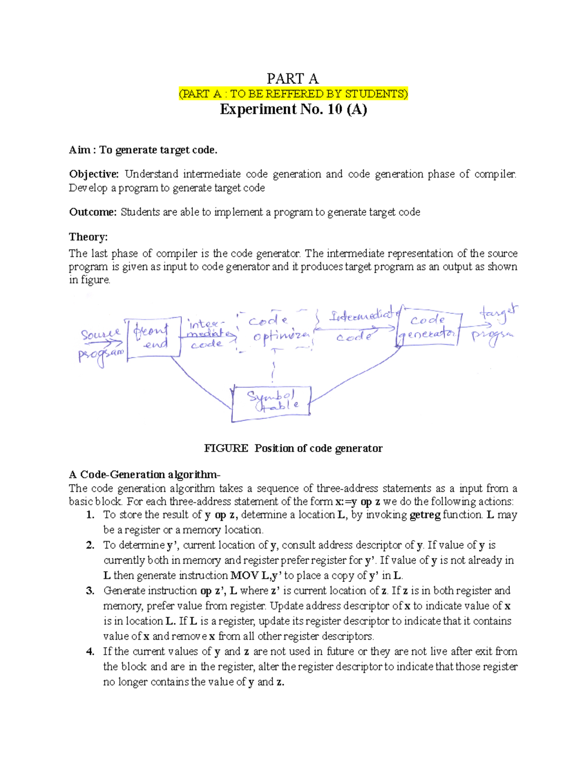 A16 SPCC EXP 10 - exp 10 - PART A (PART A : TO BE REFFERED BY STUDENTS) Experiment No. 10 (A ...