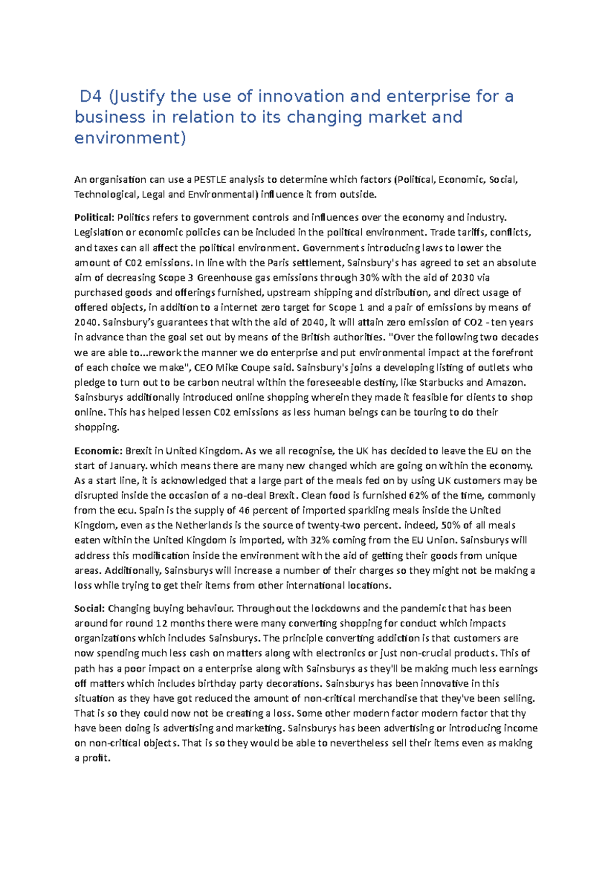 Unit 1 Distinction 4 (report) - D4 (Justify the use of innovation and ...