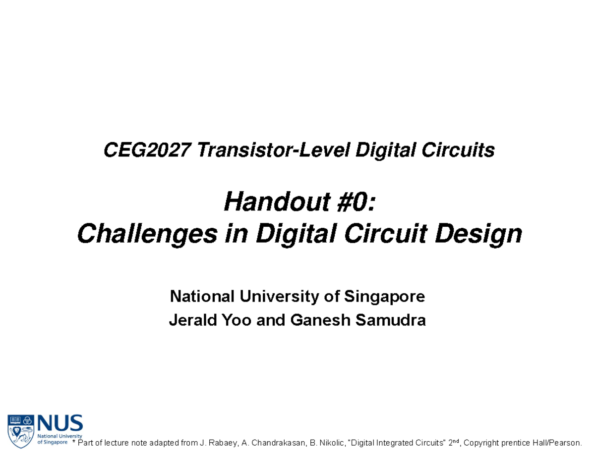 CG2027 1 Introduction and Device - CEG2027 Digital Circuits Handout ...