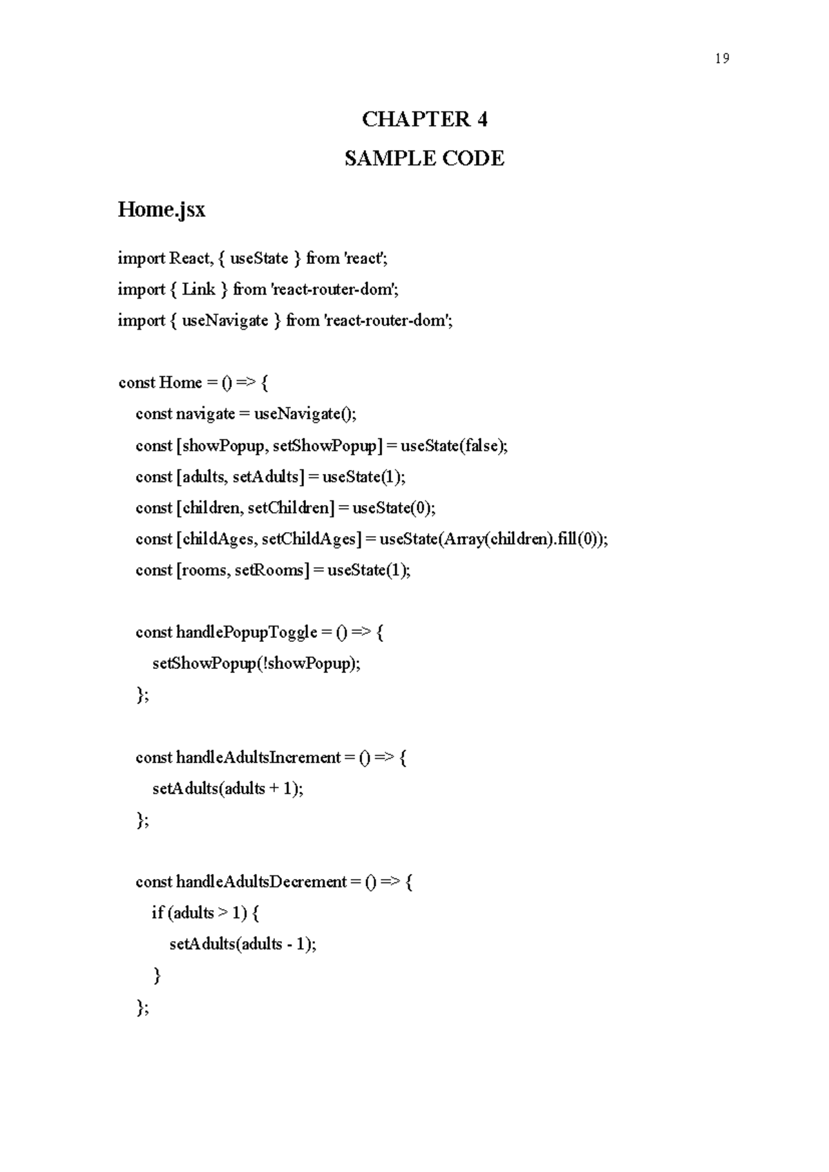 Chapter 4 - Tutorial notes - CHAPTER 4 SAMPLE CODE Home import React ...