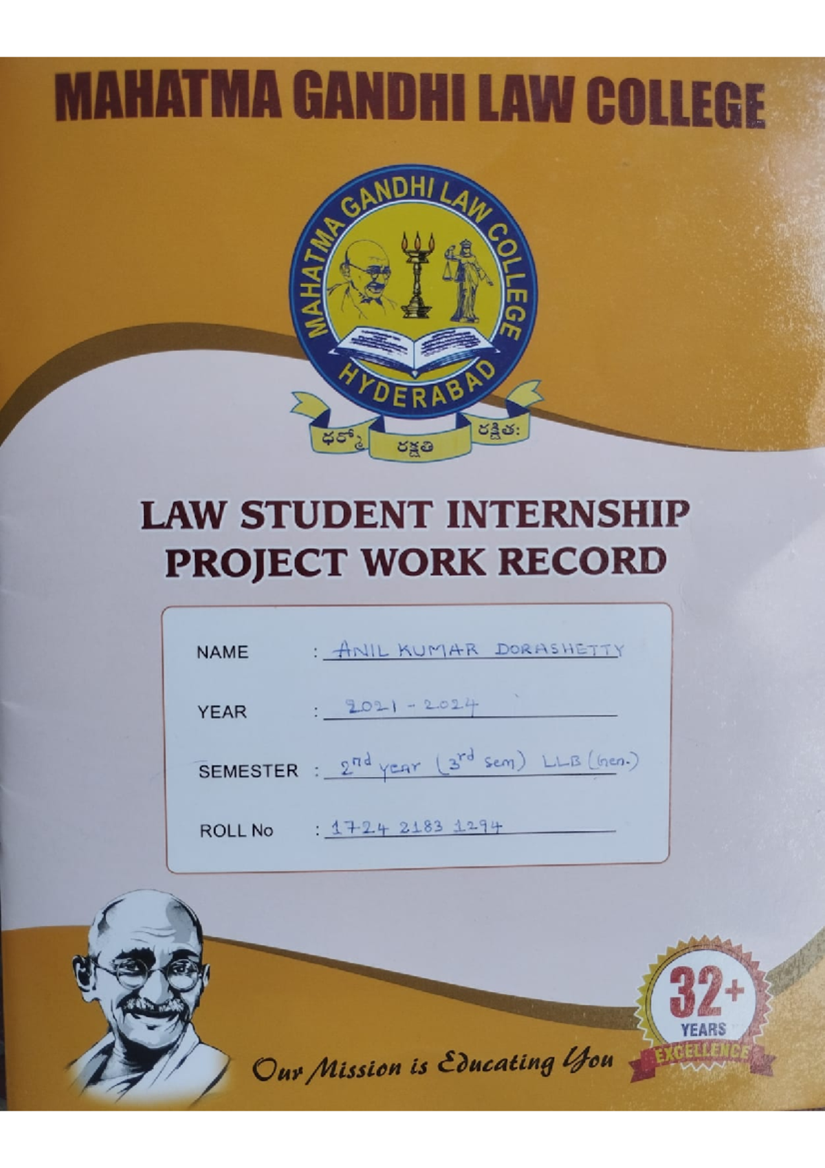 Internship main record - LLB LAW (Honors - Studocu