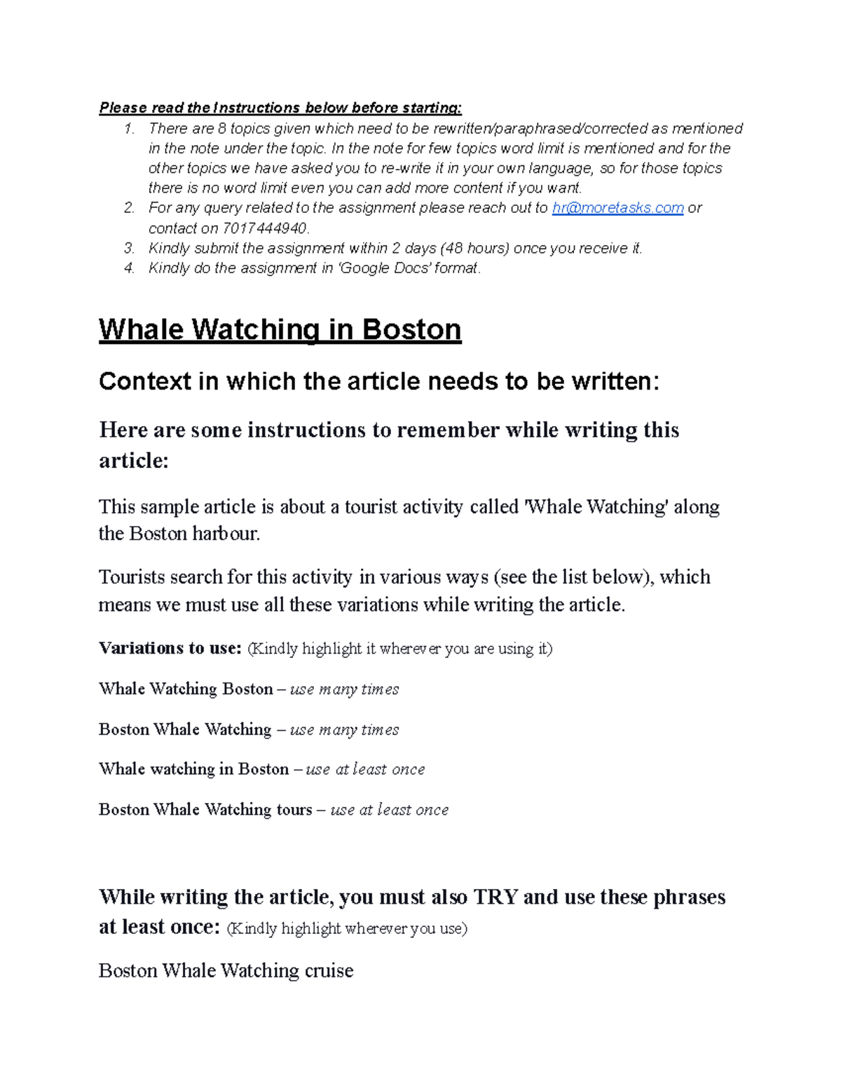 Travel Assignment - Please read the Instructions below before starting ...