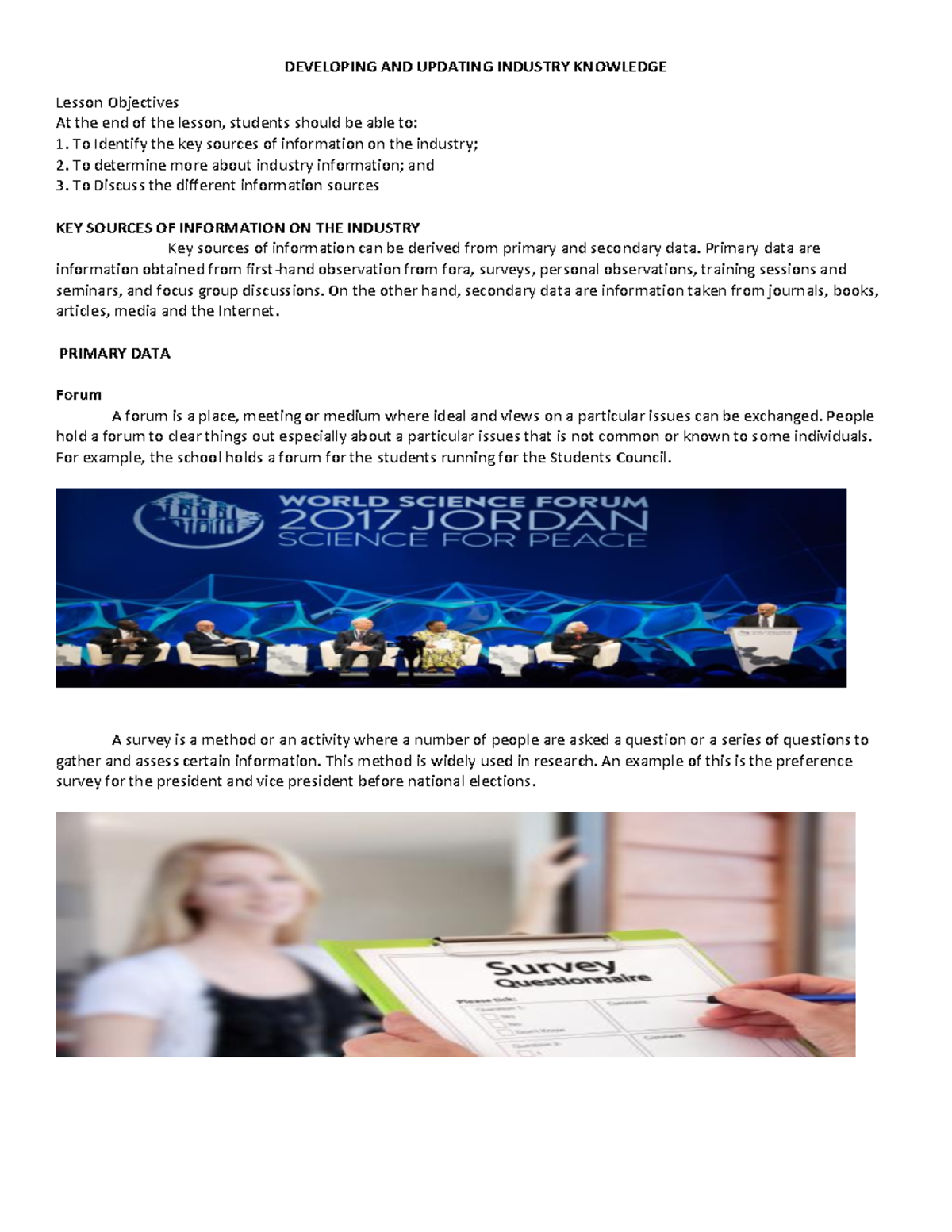 Developing AND Updating Industry Knowledge - DEVELOPING AND UPDATING ...