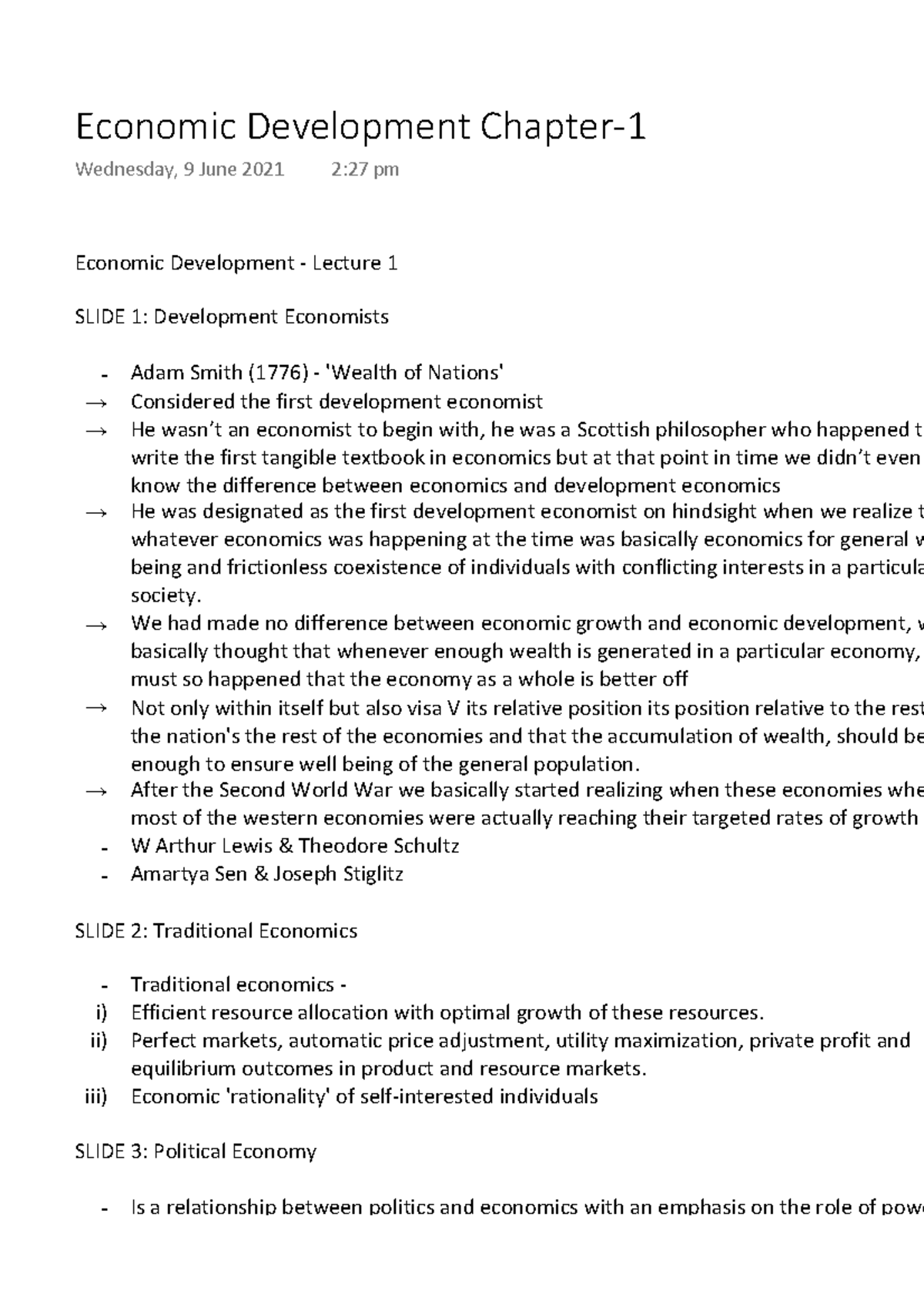 Economic Development Chapter-1 - Economic Development - Lecture 1 SLIDE 1: Development ...