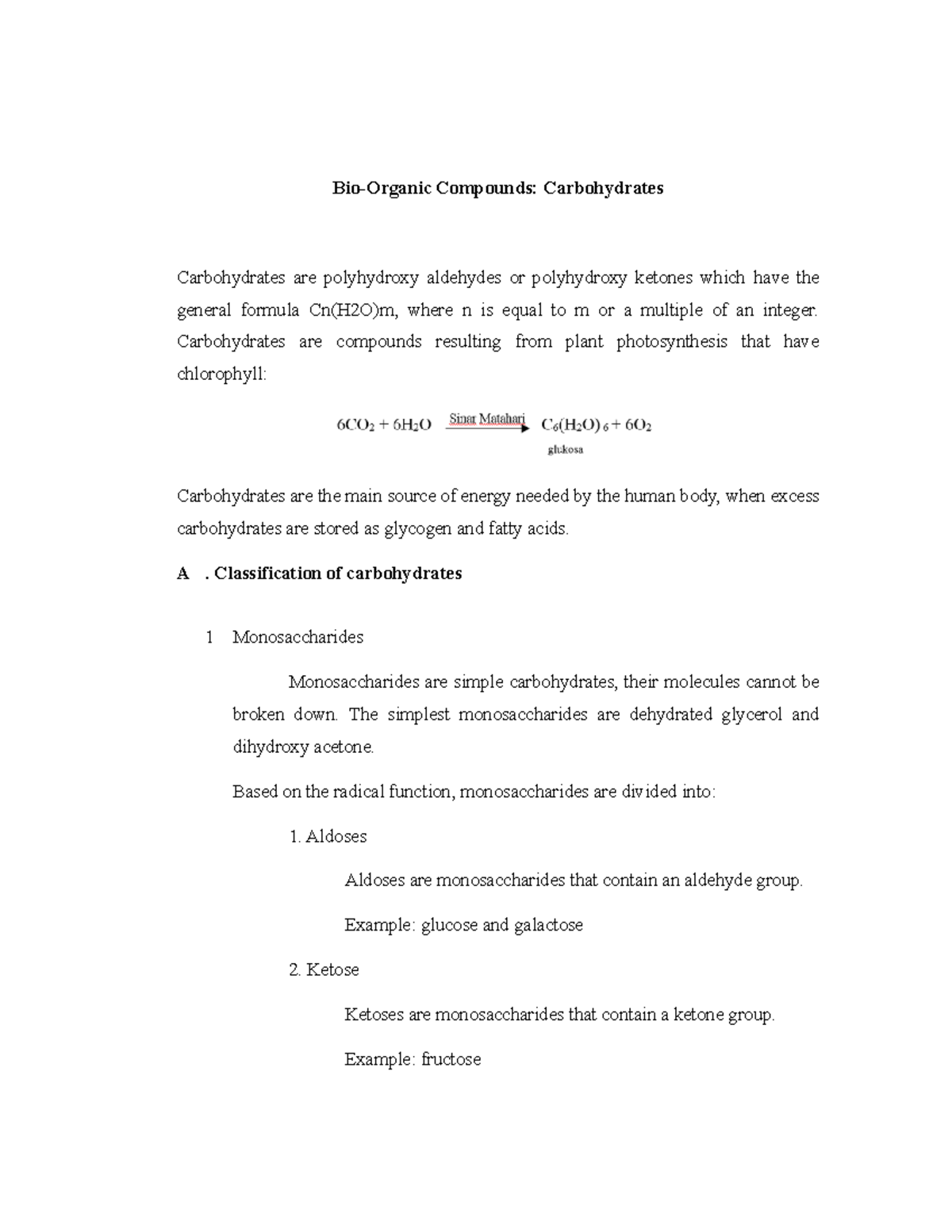 Carbohydrate Recognition Test - Bio-Organic Compounds: Carbohydrates ...