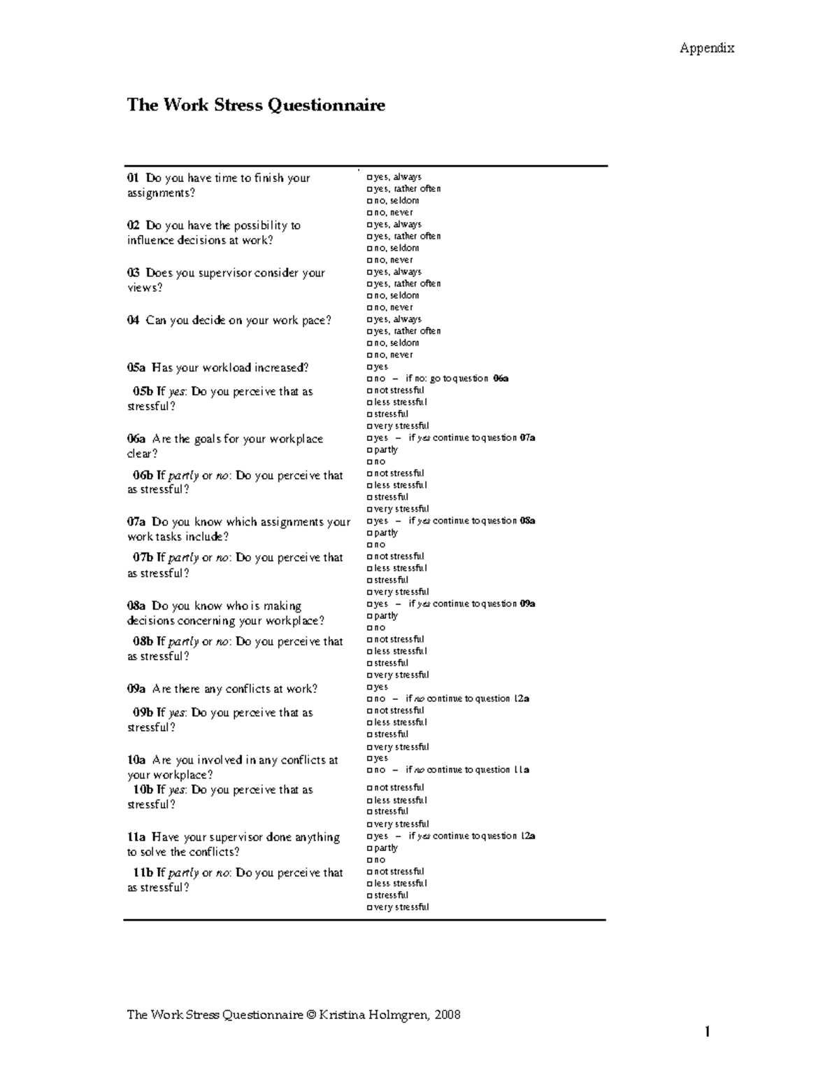 12889 2019 7940 Moesm 1 ESM - The Work Stress Questionnaire © Kristina ...
