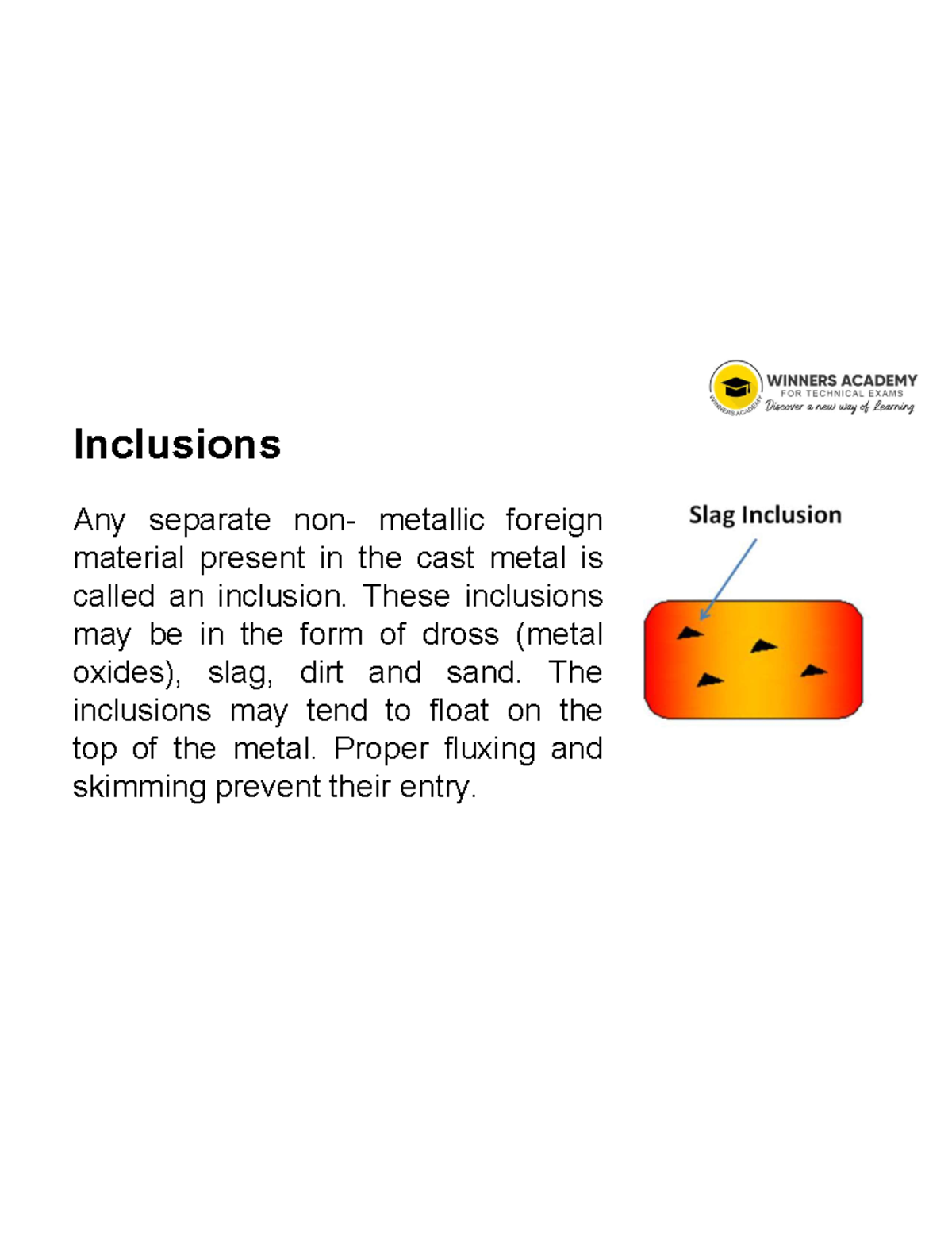 Defects and Questions - TYPES OF CASTING PROCESSES - Inclusions Any ...