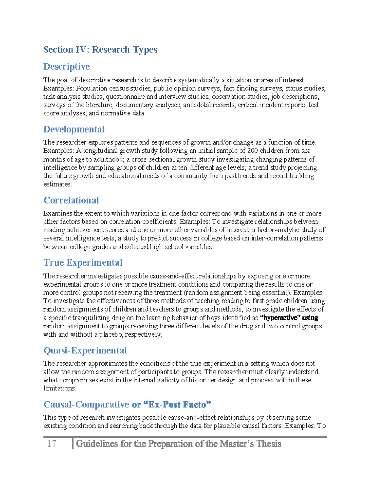 Research types- Description - 17 Section IV: Research Types Descriptive ...