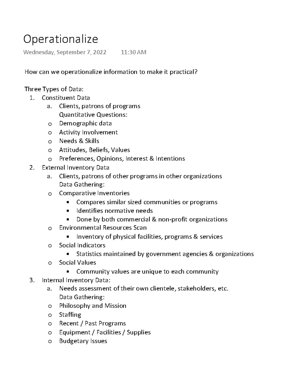 Ch 1 Operationalize - Operationalizing in Chapter 1 - How can we ...