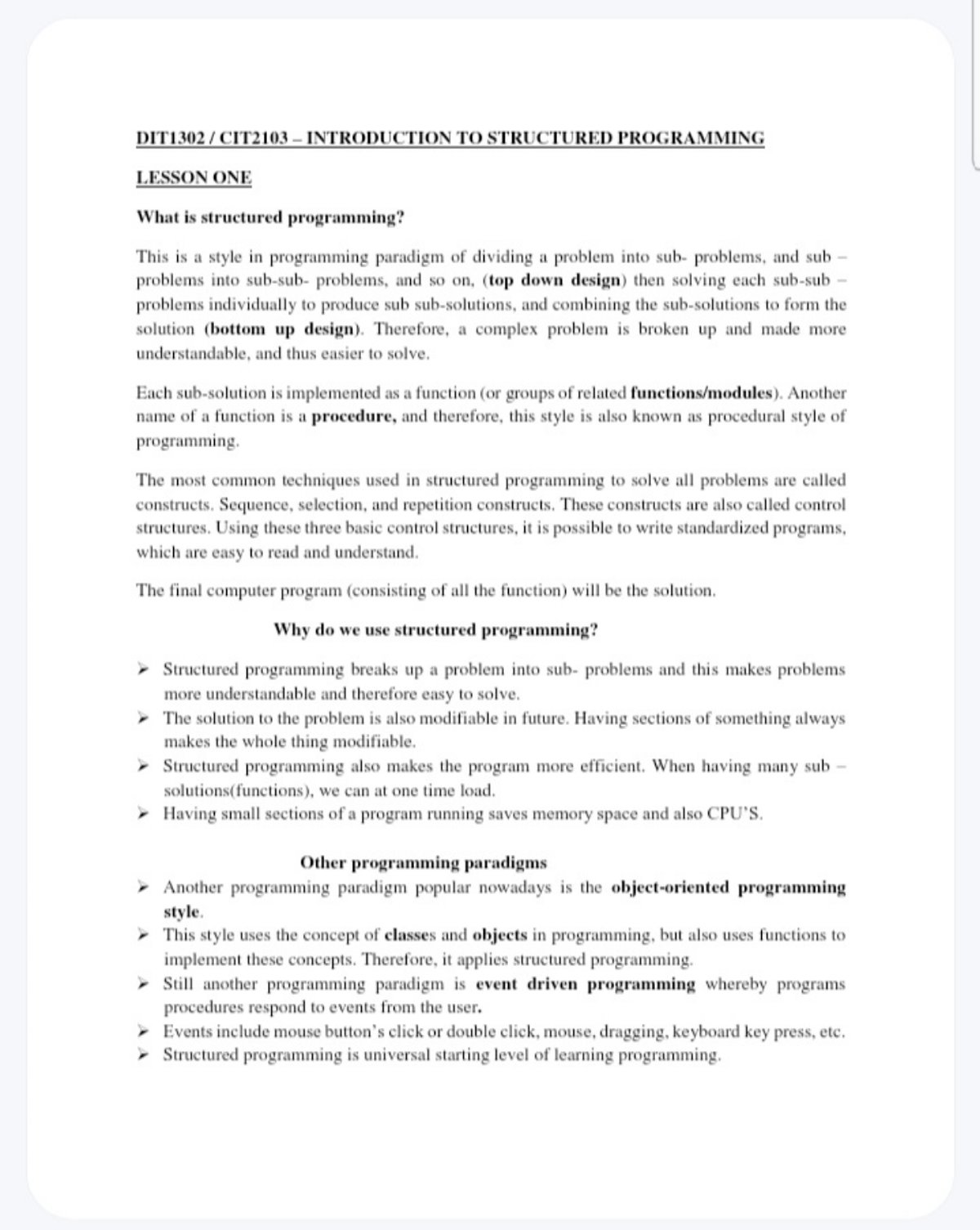 Structured cabling - DIT1302 CIT2103 INTRODUCTION TO STRUCTURED ...