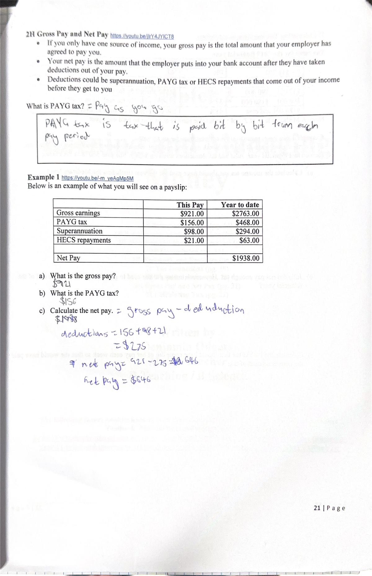 Gross Pay, Net Pay and Deductions (24 Jul 2024 at 20:12) - 2H Gross Pay ...