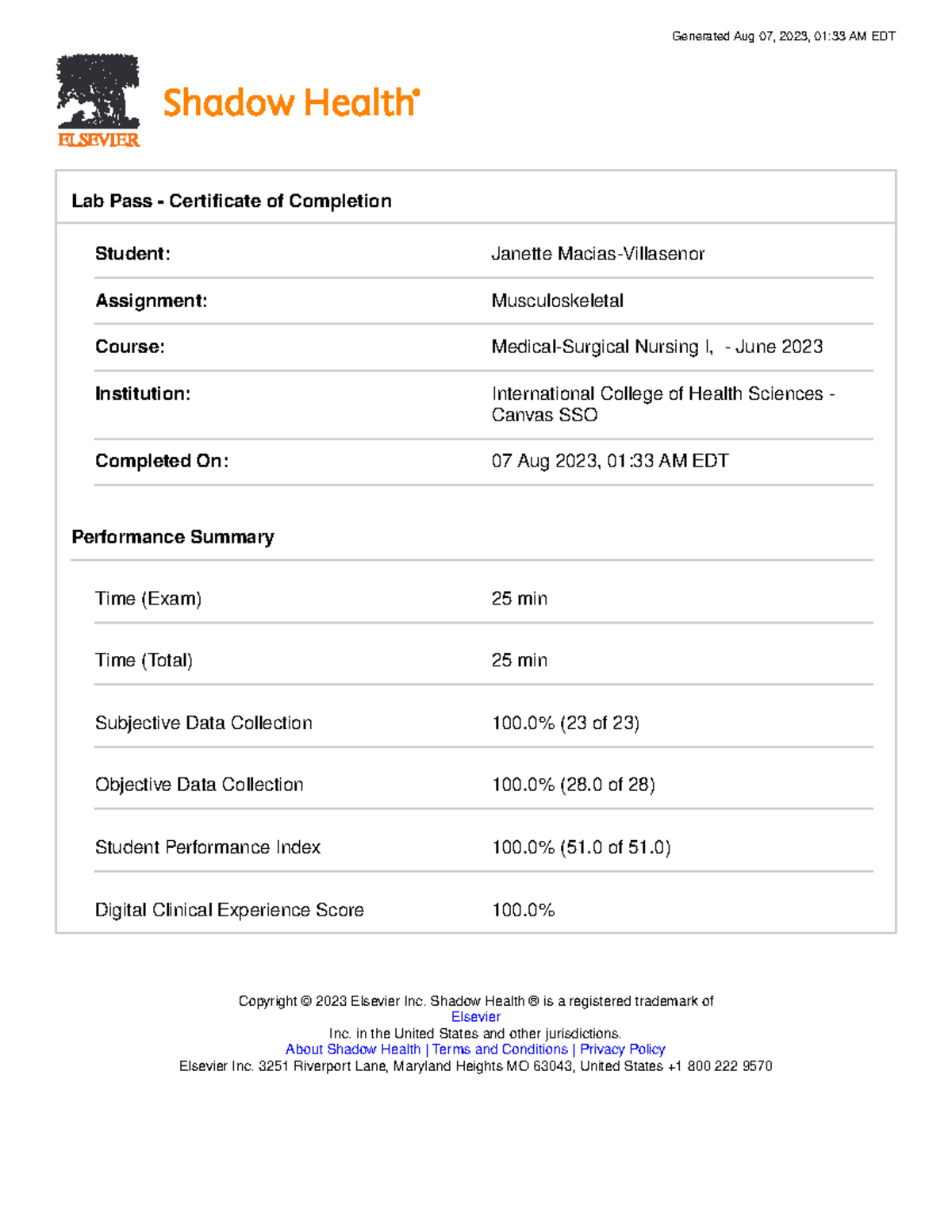 LAB PASS Musculo - dads - Generated Aug 07, 2023, 01:33 AM EDT Lab Pass ...