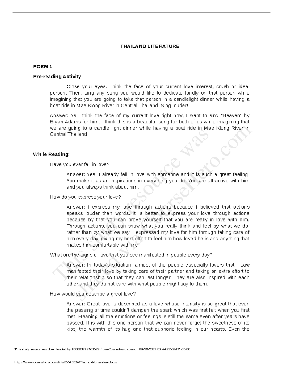 Thailand Literature Assignment Literature - Asean Literature ...