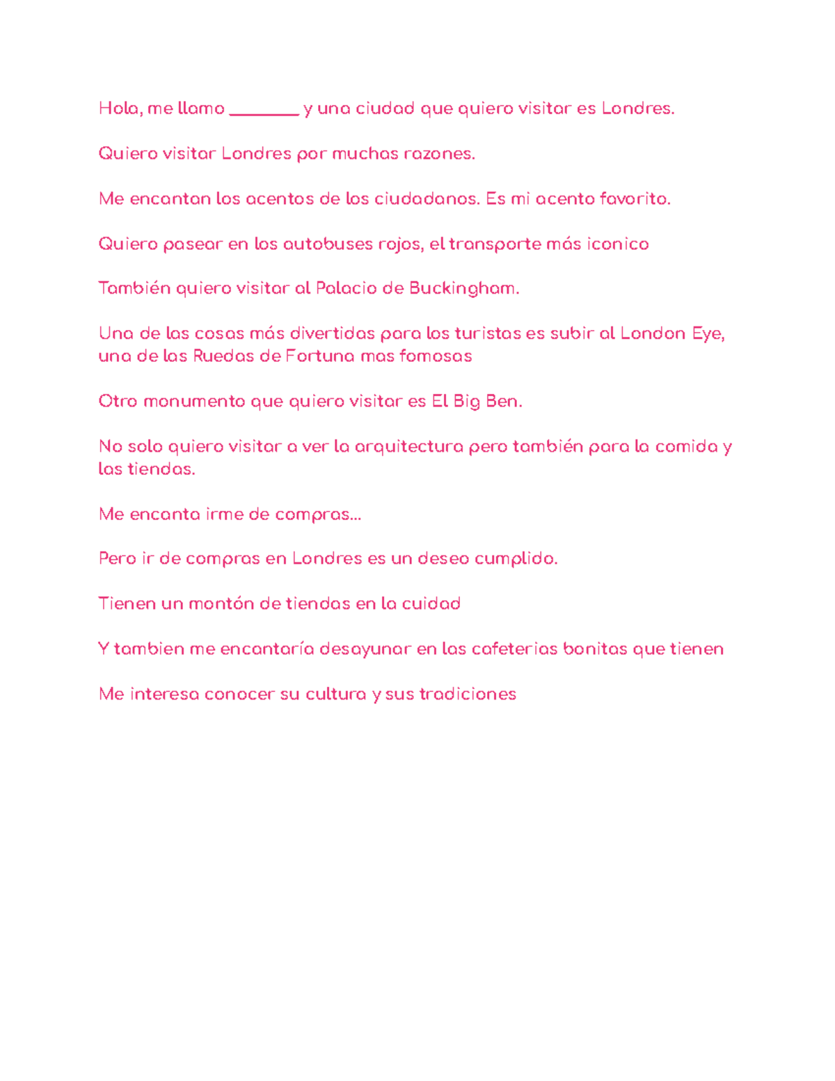 Travel Spanish Speech - My script for the 2-minute oral presentation ...