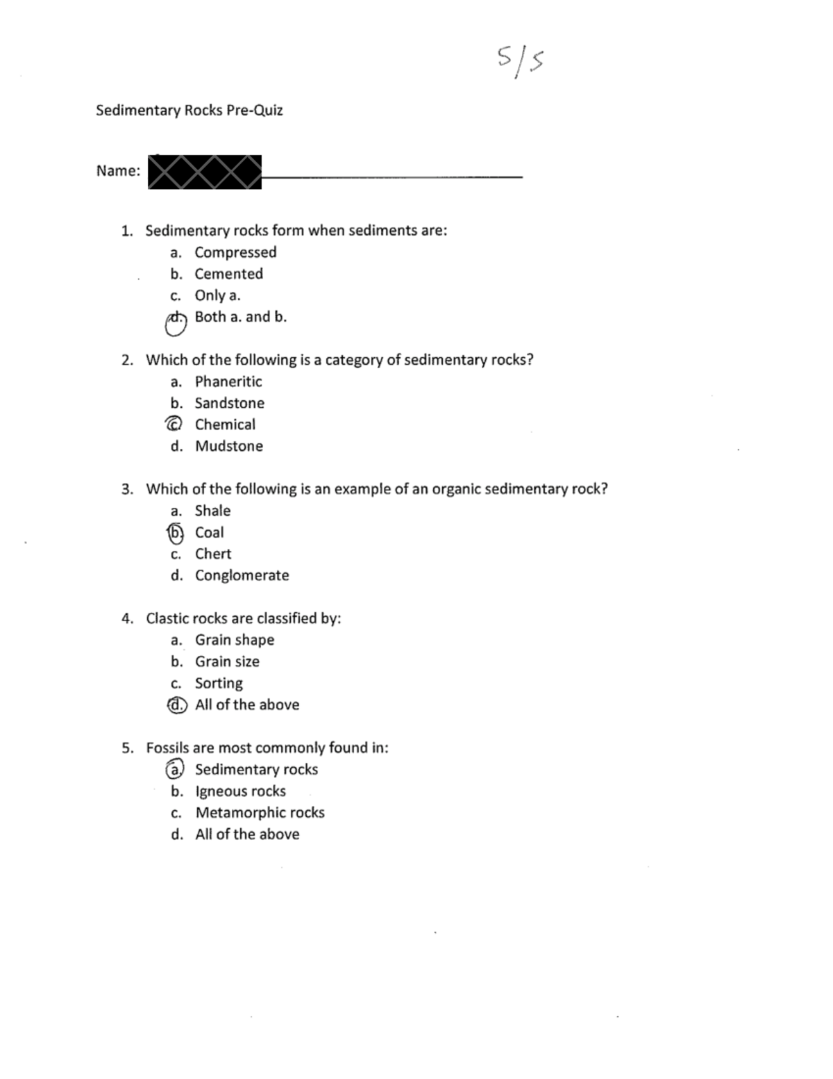 Sedimentary Rock Prequiz - GEOL 1010-100 - Studocu