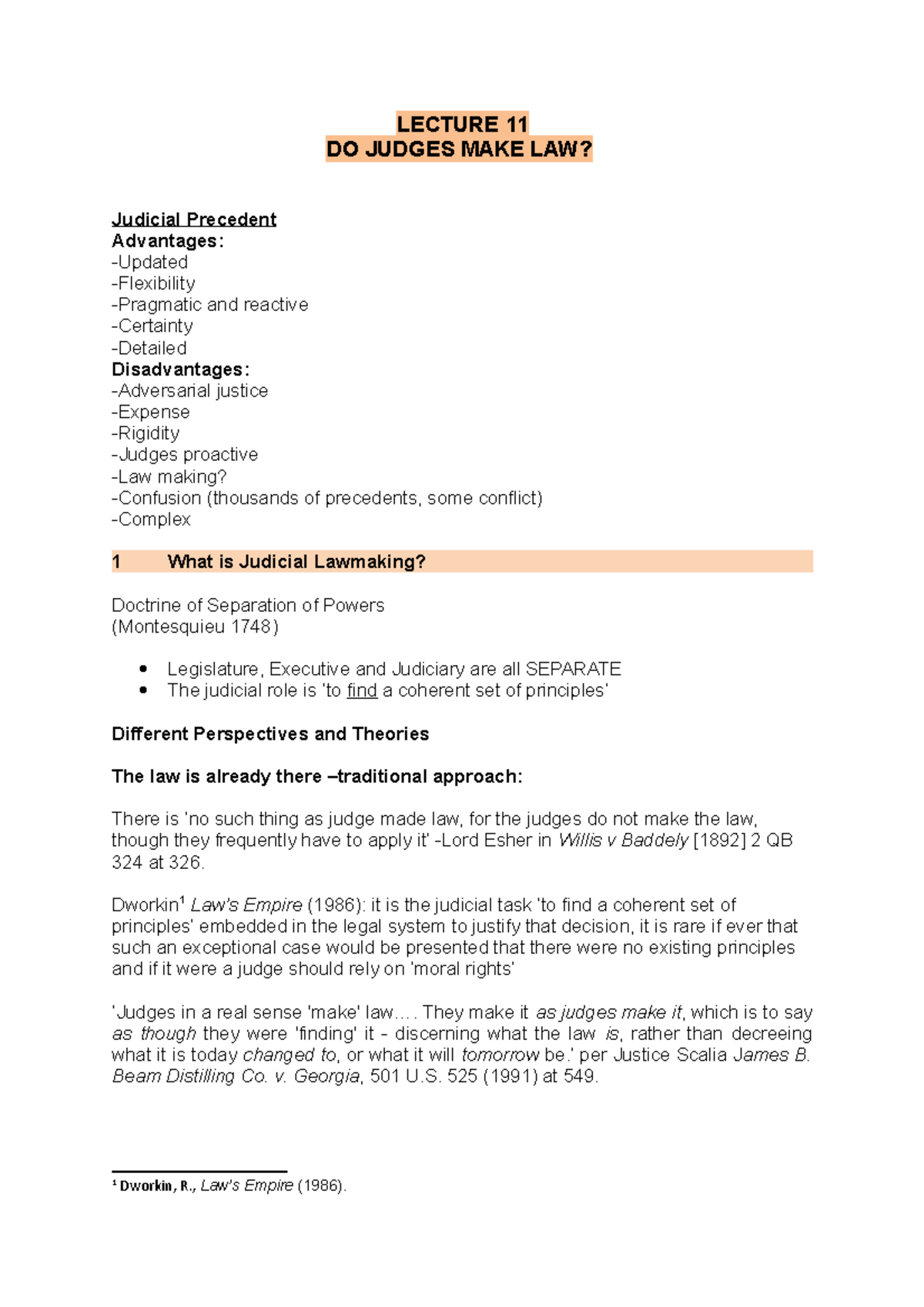 Do judges make law? - LECTURE 11 DO JUDGES MAKE LAW? Judicial Precedent ...