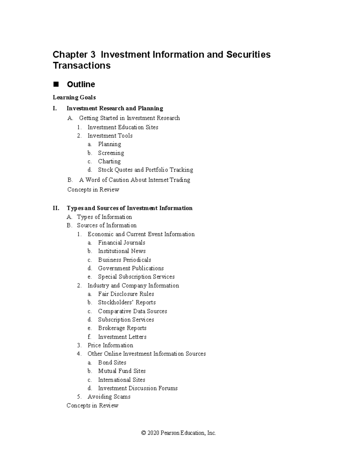 Investments chapter 3 - Chapter 3 Investment Information and Securities ...