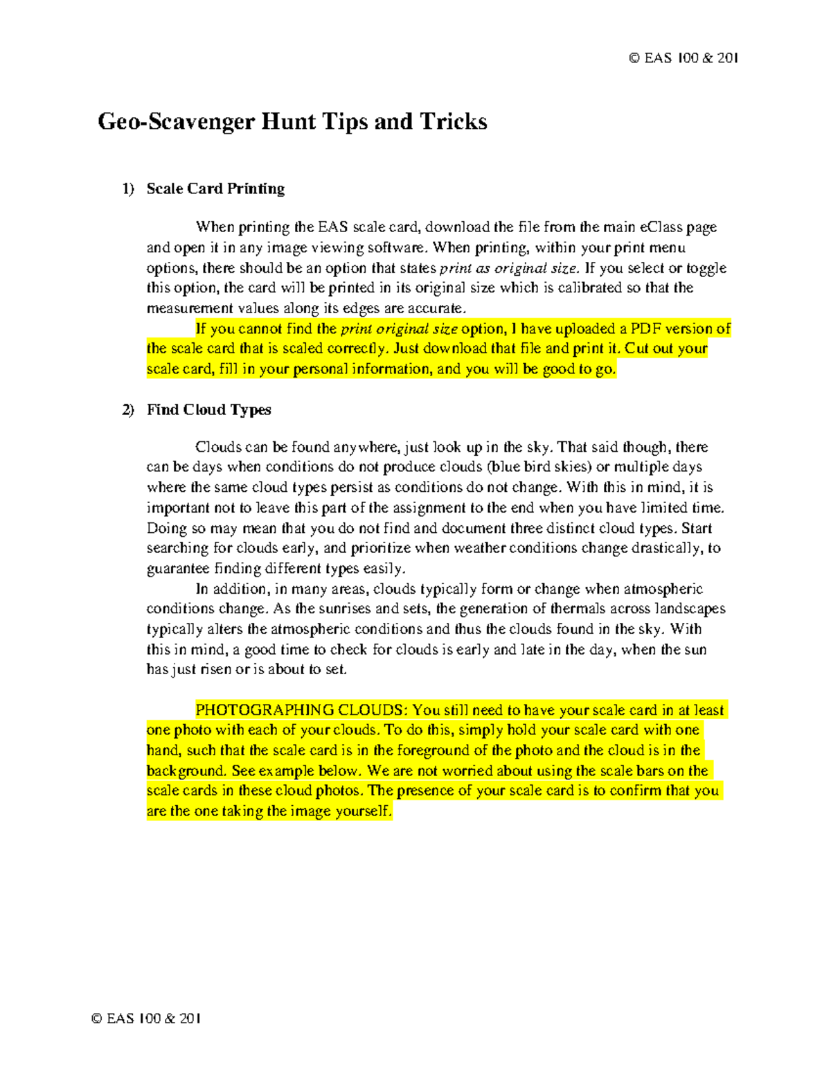 EAS 100 - Geo-Scavenger Hunt Tips Tricks - Geo-Scavenger Hunt Tips and ...