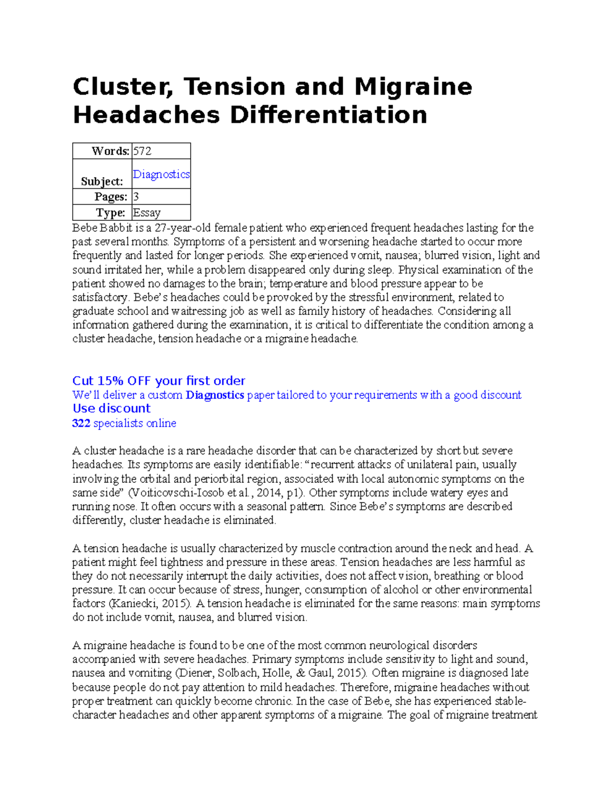 Bebe babbitt - I human - Cluster, Tension and Migraine Headaches ...