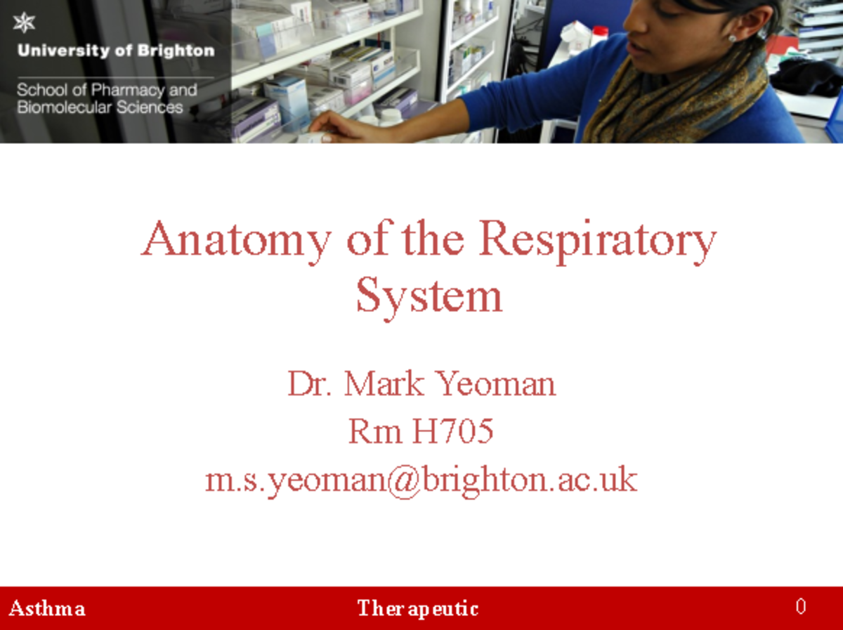 Mark Yeoman's lectures on the respiratory system - Therapeutic 0 Asthma ...