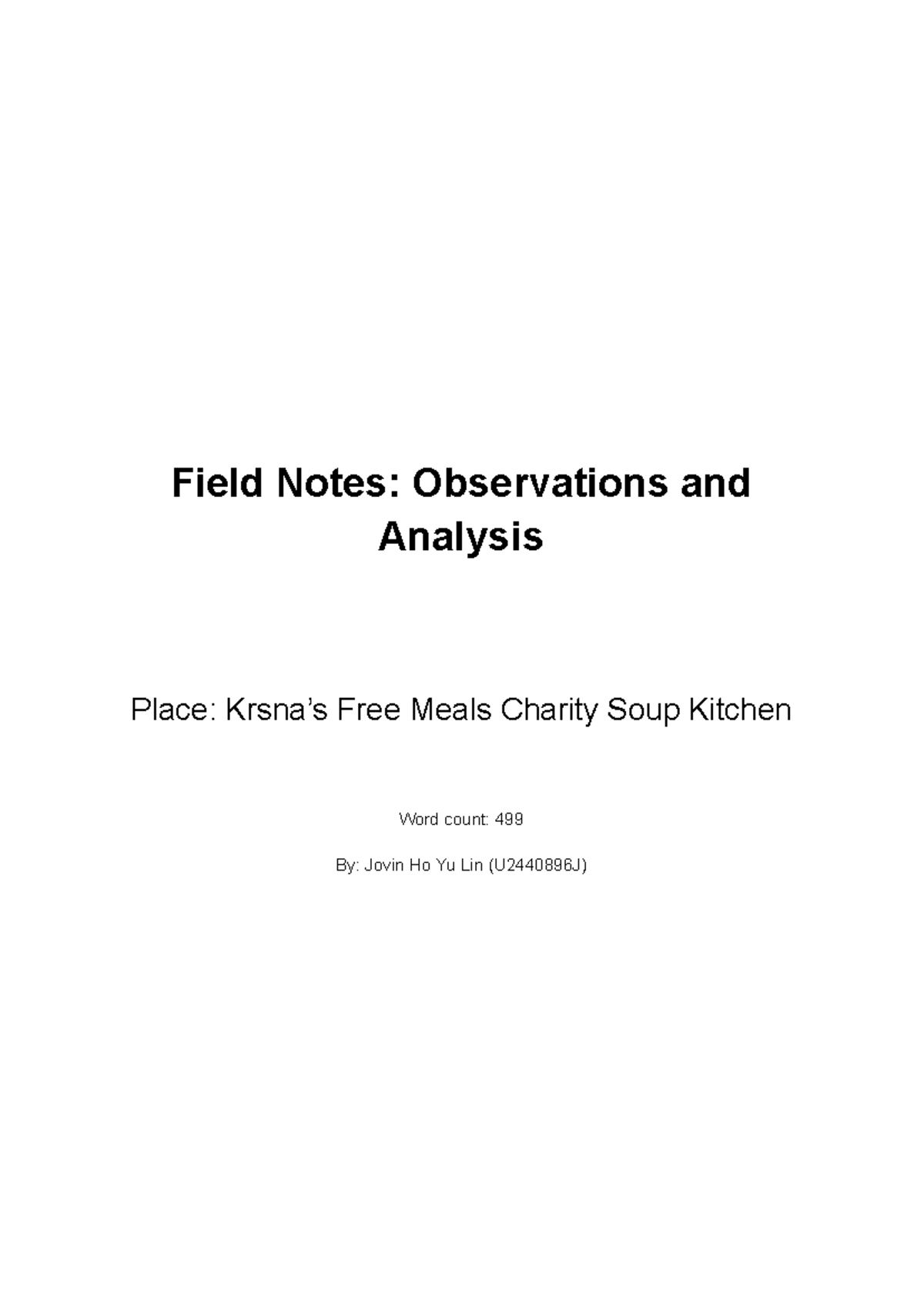 CC0001 Blog 1_ Field notes - Field Notes: Observations and Analysis ...