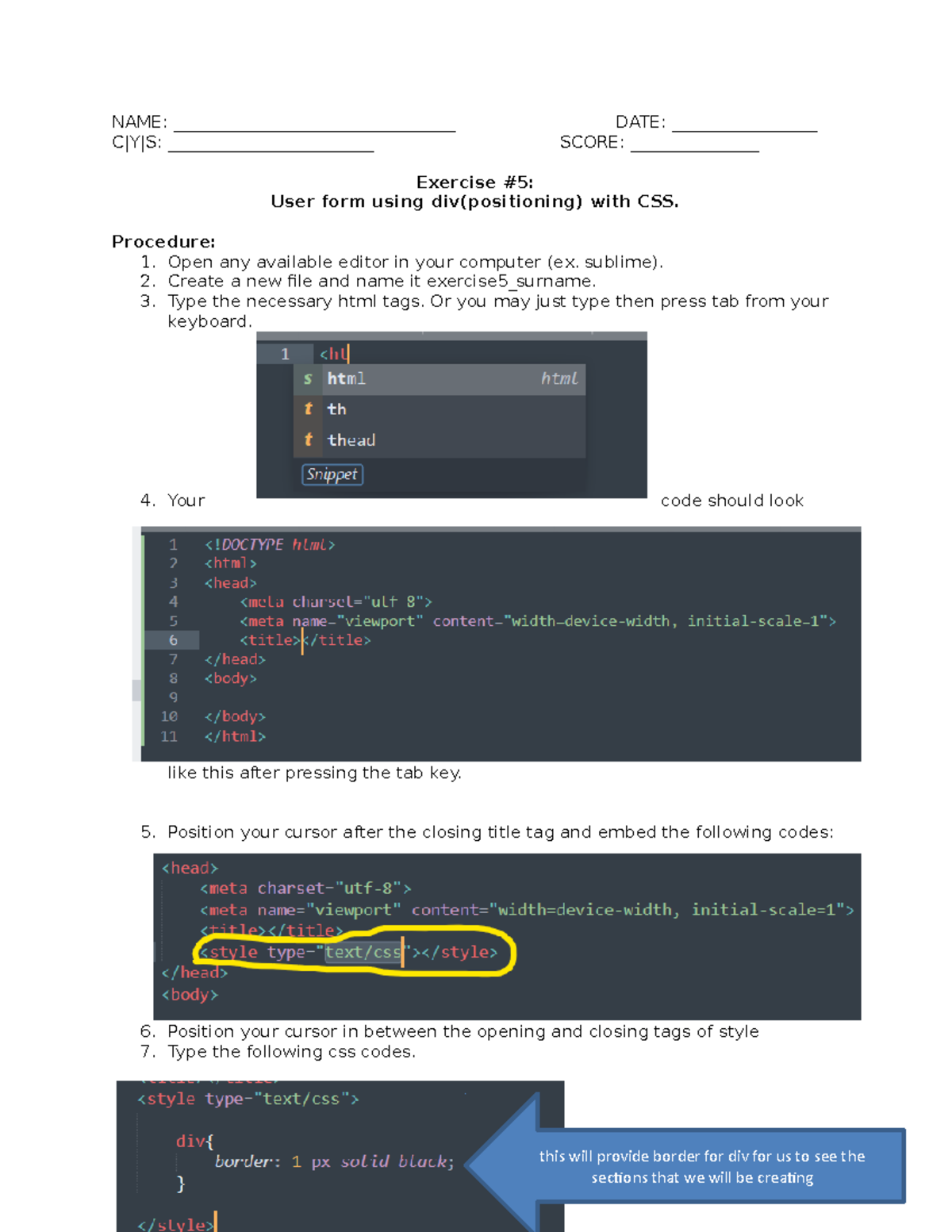 Exercise 5 - css - NAME: _________________________________ DATE ...