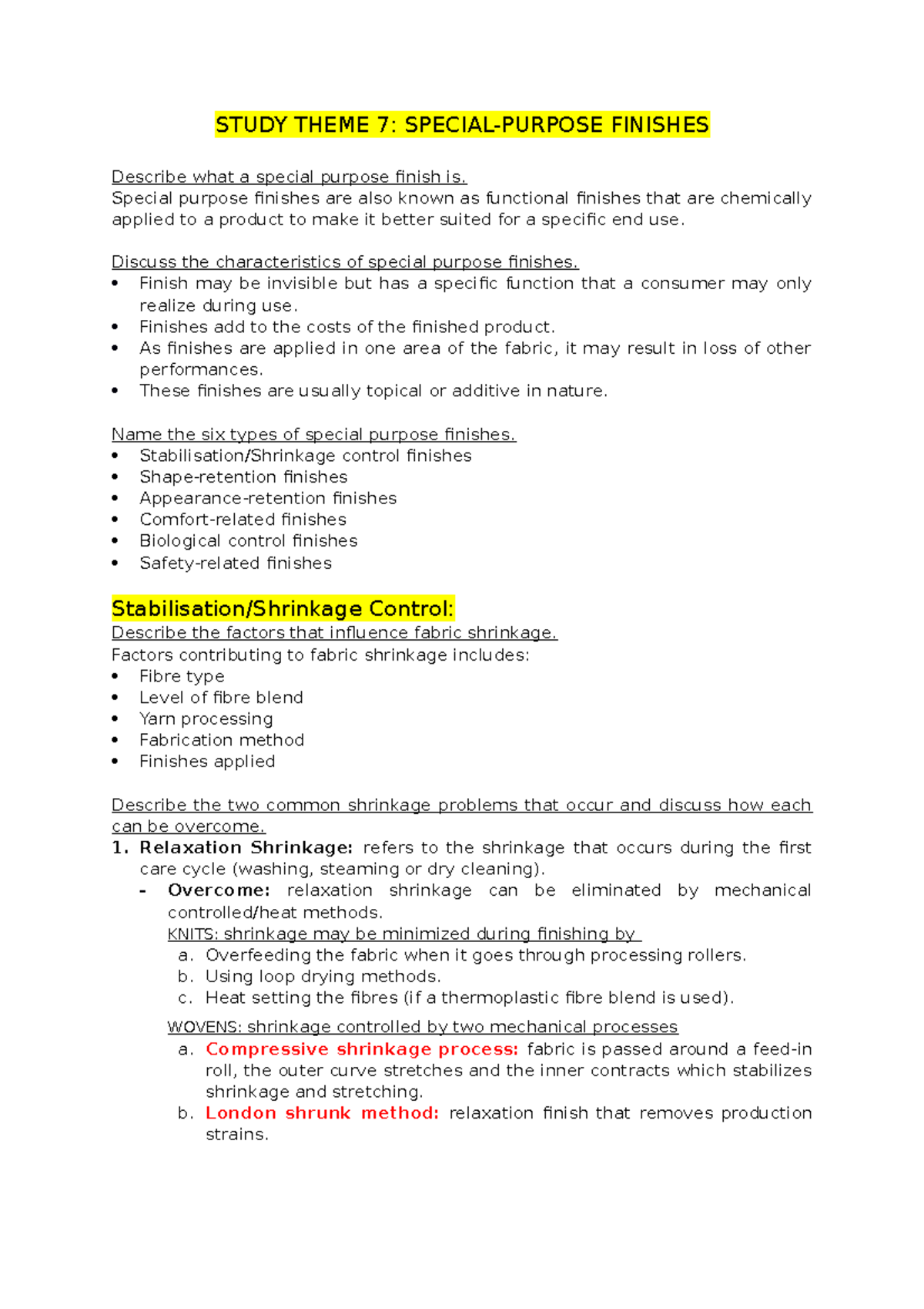 Study Theme 7 - TKS Exam Prep - STUDY THEME 7: SPECIAL-PURPOSE FINISHES ...