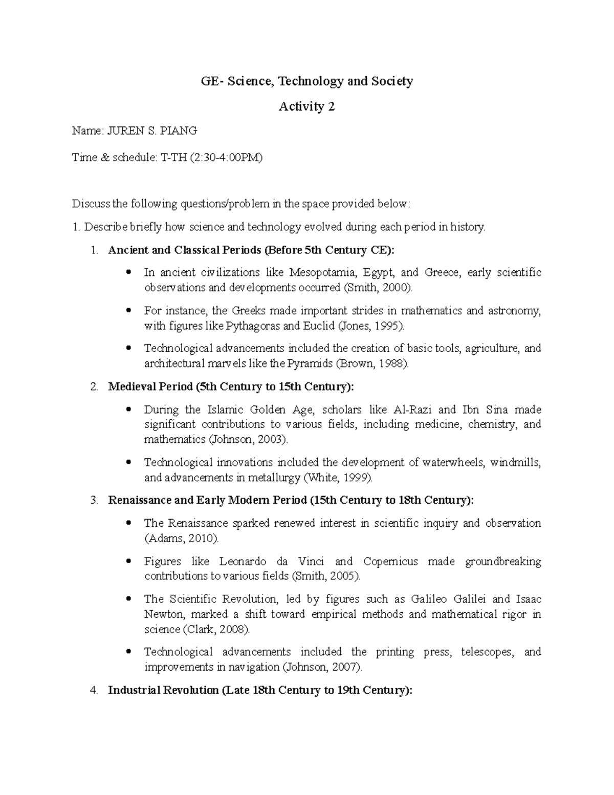 STS Activity 2 - I hope this helps - GE- Science, Technology and ...
