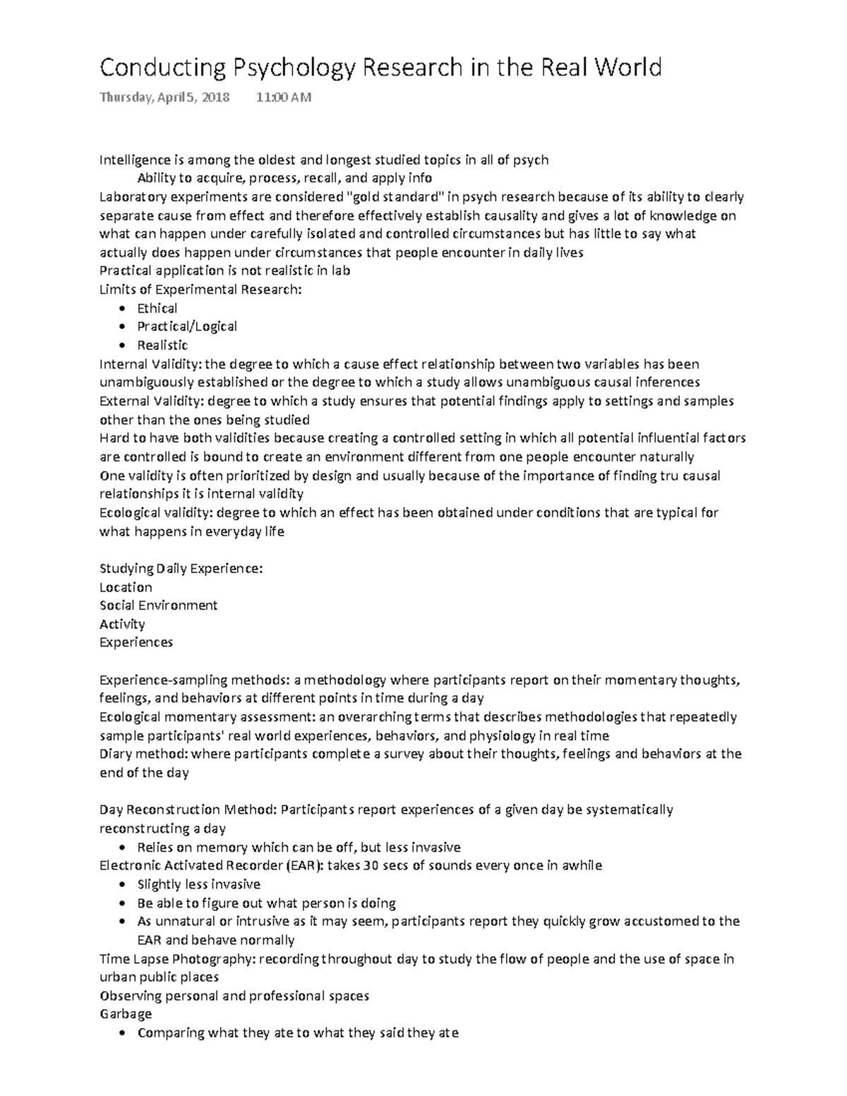 Chapter 4 Conducting Psychology in the Real World - Warning: TT ...