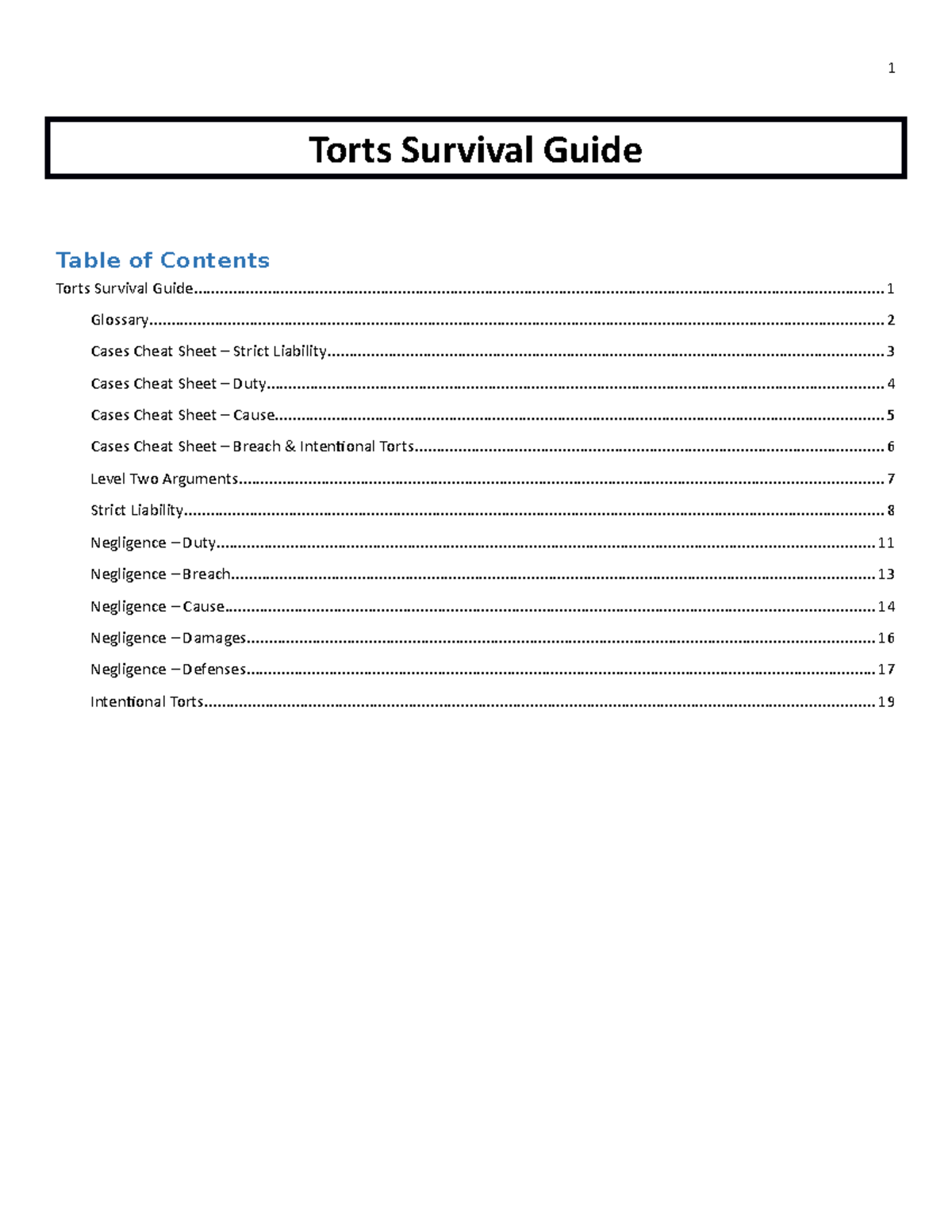 Boldt-Torts Survival Guide - Torts Survival - Studocu
