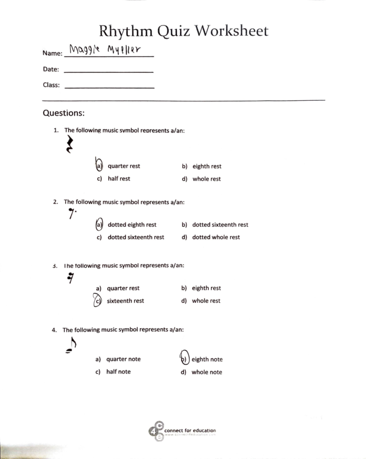Adobe Scan Jun 15, 2022 - Name: Date: Class: Rhythm Quiz W orl . 91~ f ...