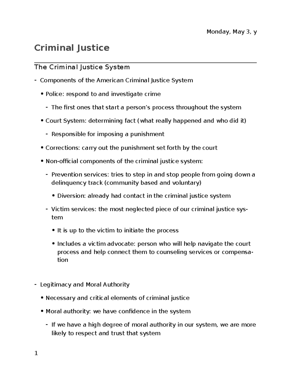 Criminal Justice - Studocu