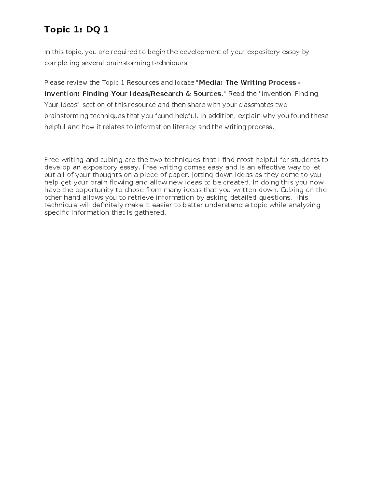 Topic 1 DQ 1 - Topic 1: DQ 1 In this topic, you are required to begin ...