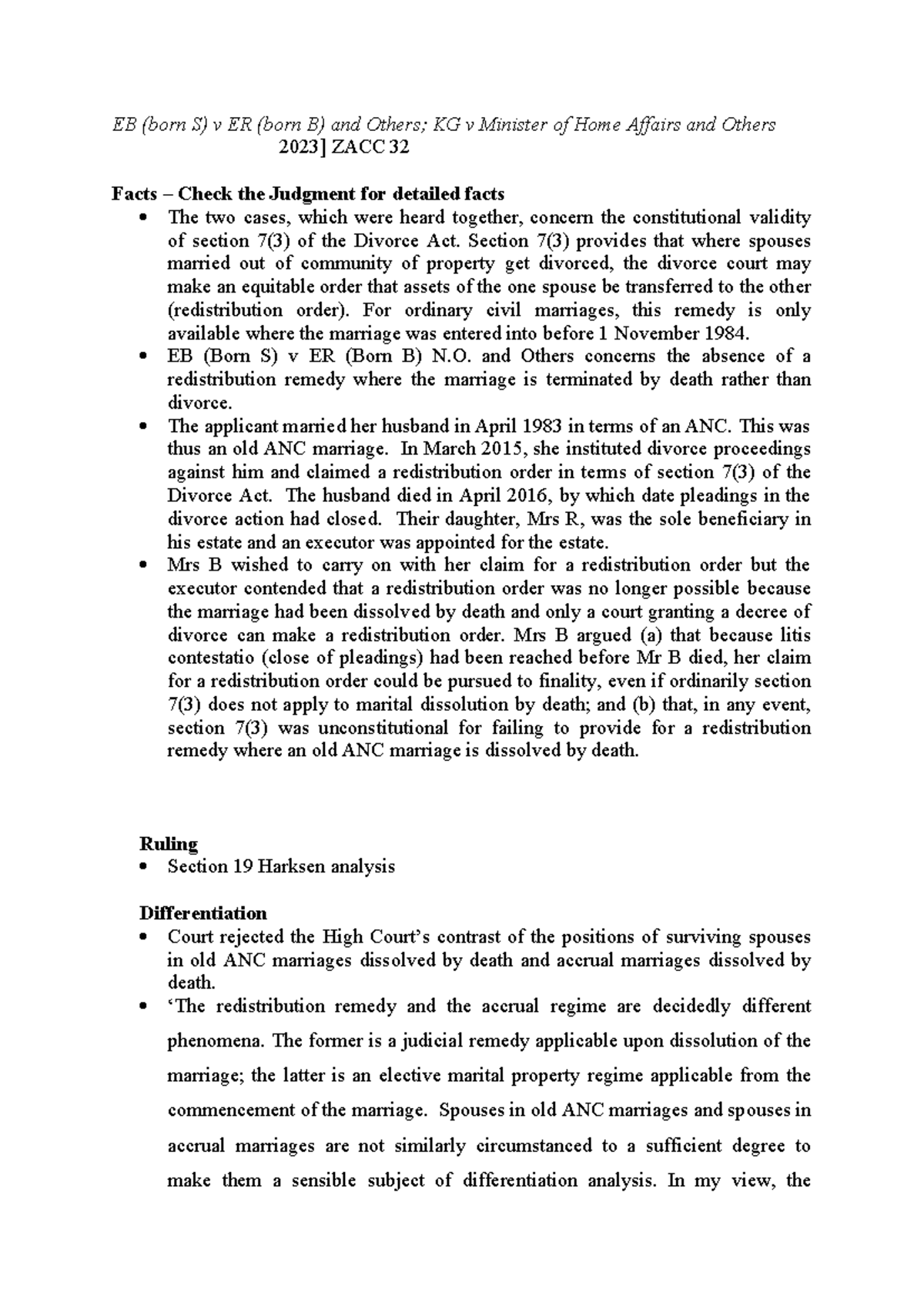 EB (born S) Case Summary - EB (born S) v ER (born B) and Others; KG v ...