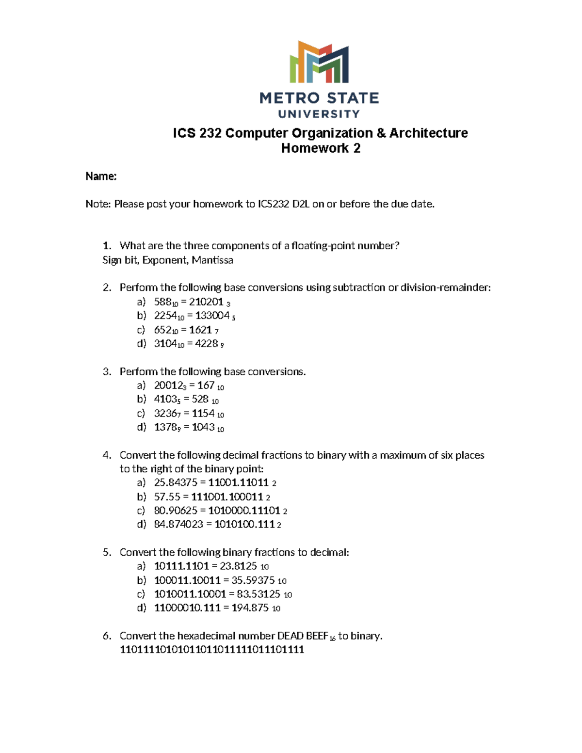 ICS 232 Computer Organization & Architecture Homework 2 - ICS 232 Computer Organization & - Studocu