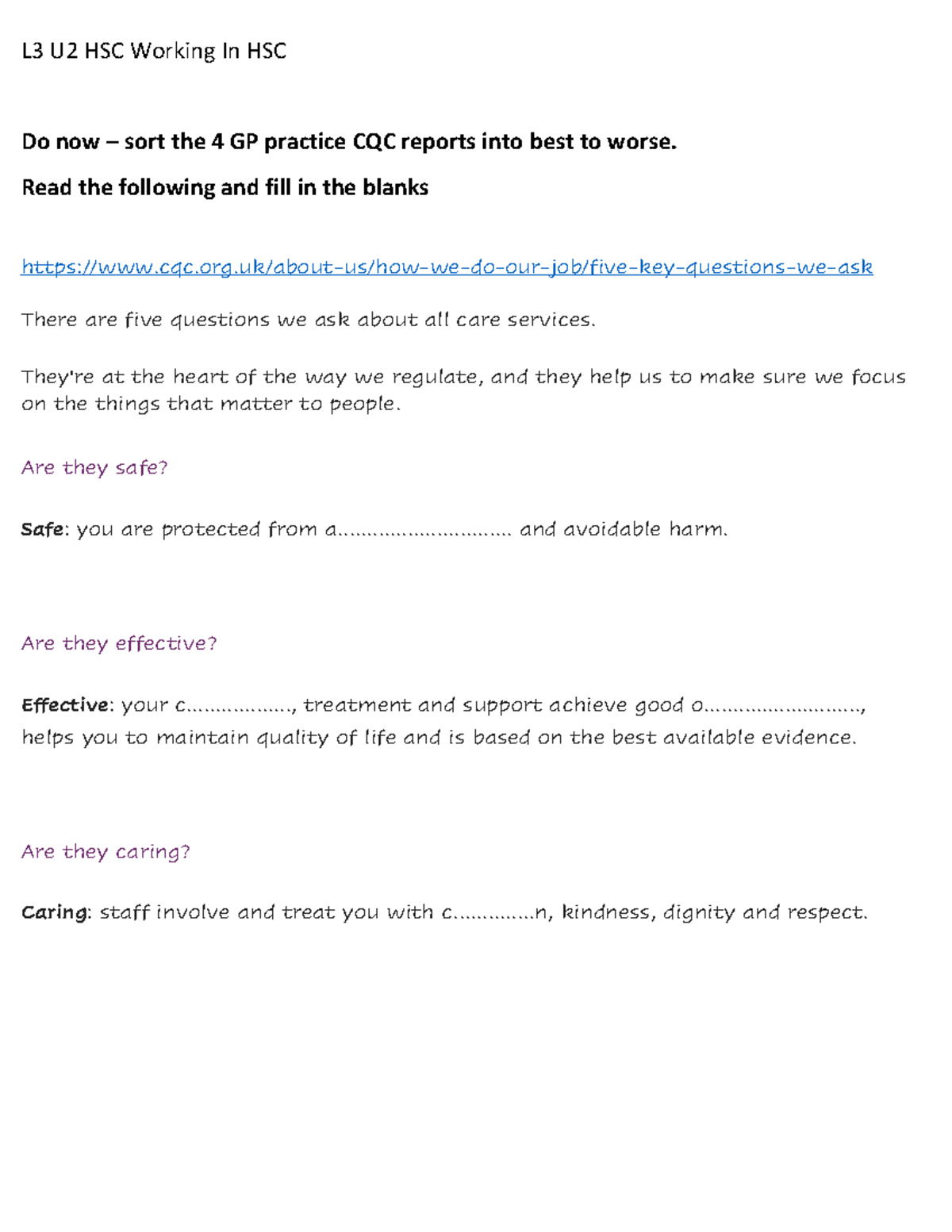 L3 U2 HSC Working In HSC - Copy - L3 U2 HSC Working In HSC Do now ...