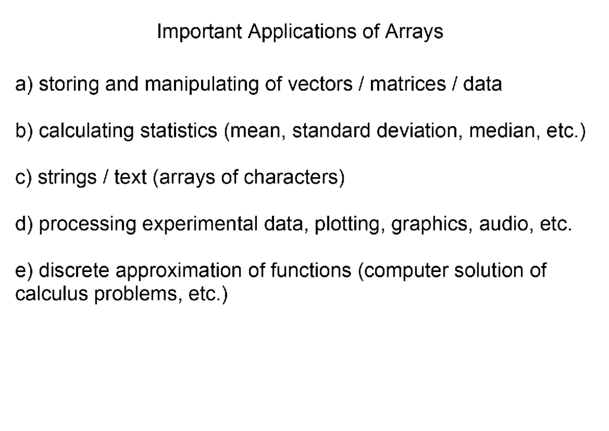 Arrays part2 - MIAE 215 - Studocu
