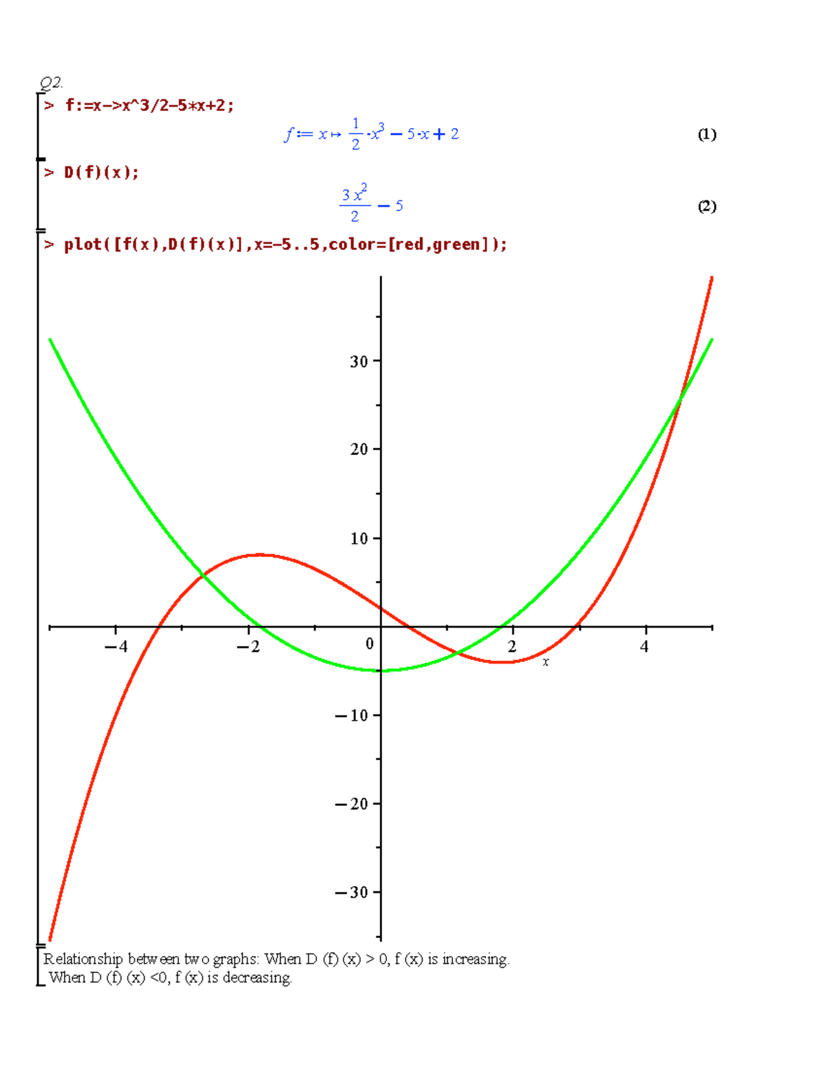 Maple lab for calculus 1 - MAT 301 - >> (1)(1) (2)(2) >> >> Q2. - Studocu