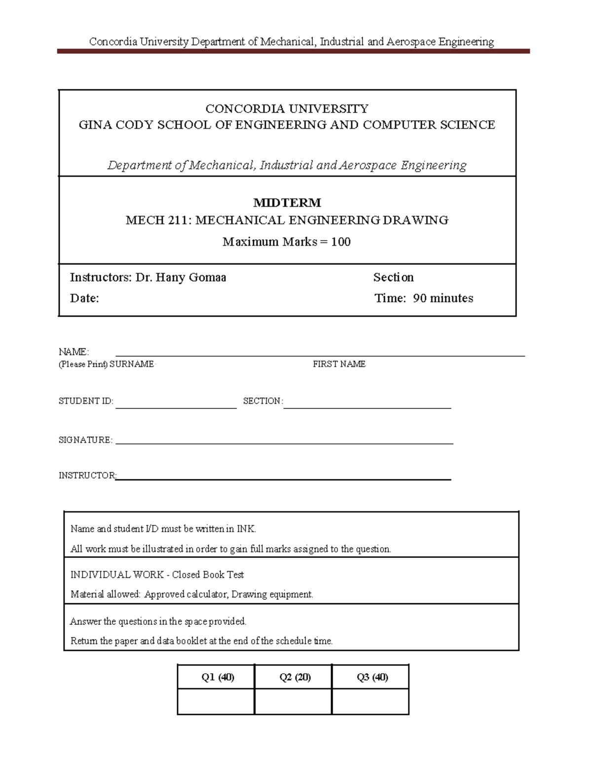 MIAE 211- Sample TEST-TERM EXAM - CONCORDIA UNIVERSITY GINA CODY SCHOOL ...