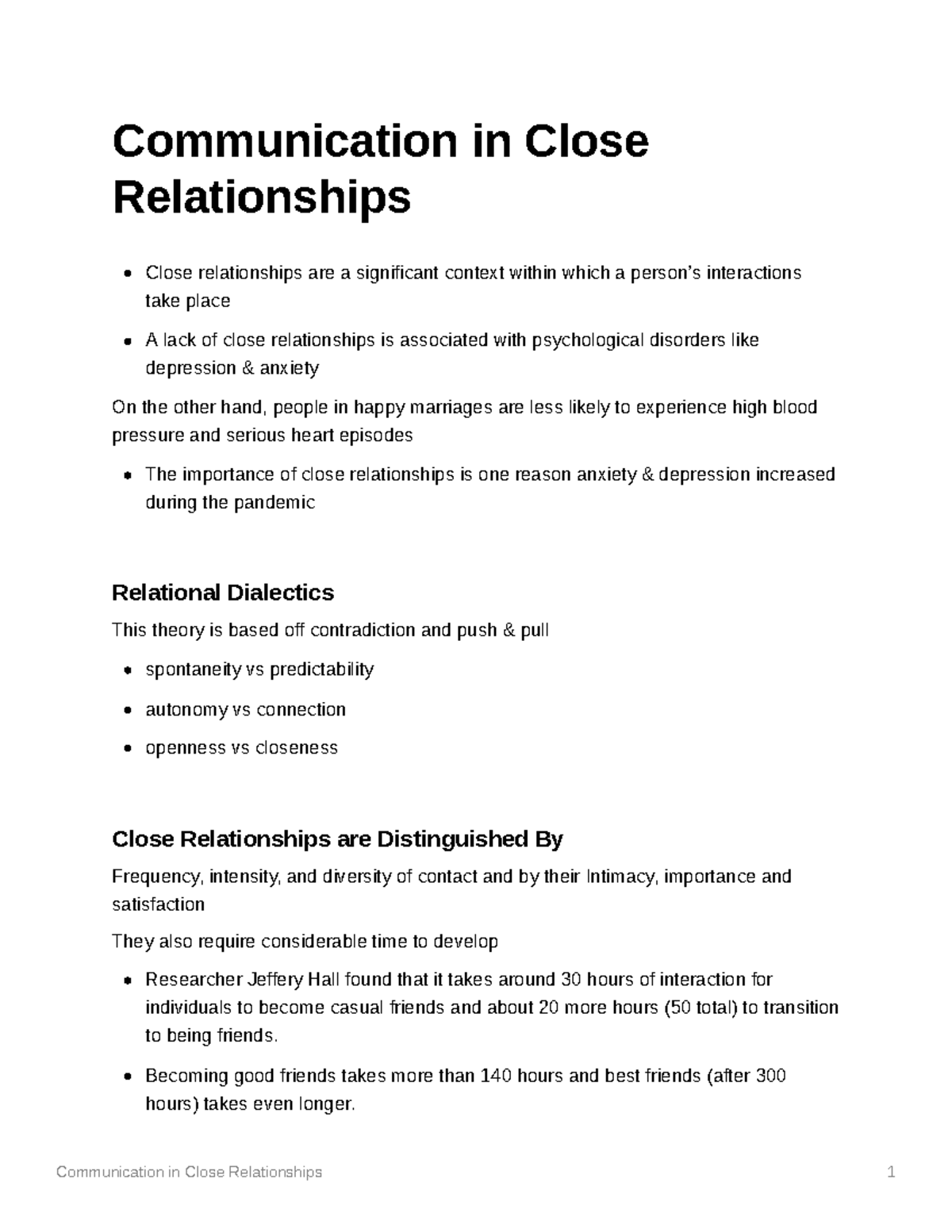 Communication in Close Relationships - Becoming good friends takes more ...