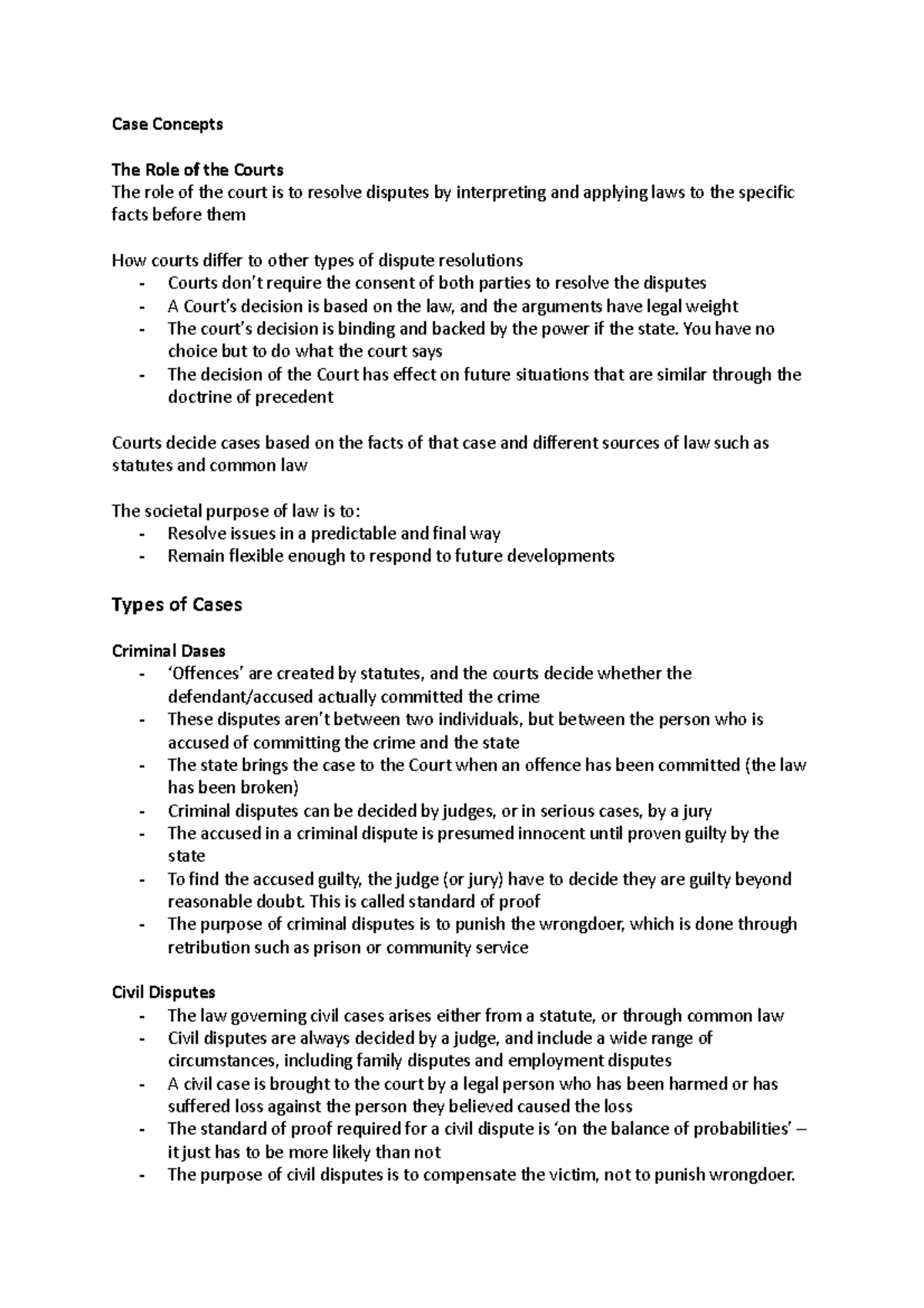 Case Concepts - Case concept notes for the exam - Case Concepts The ...