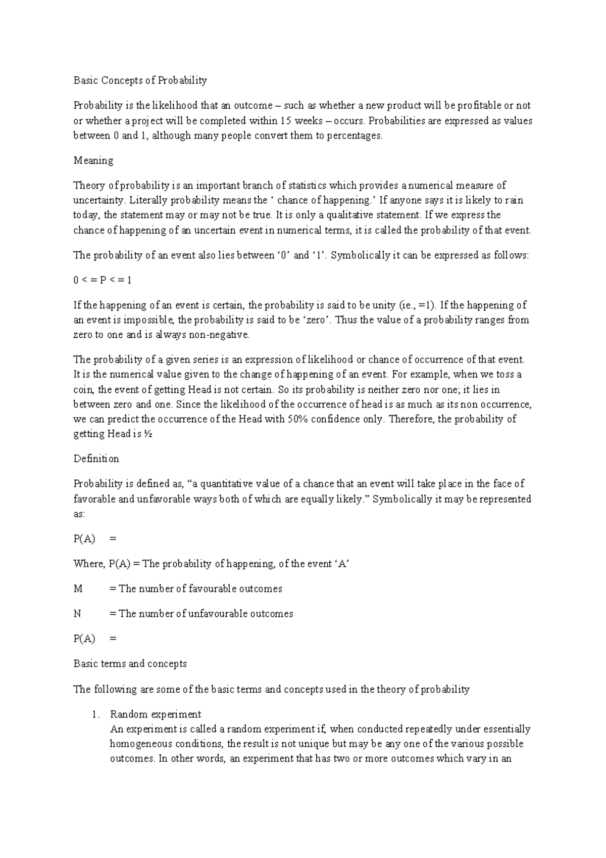 Basic probability-pdf - Computer Science - MG University - Studocu