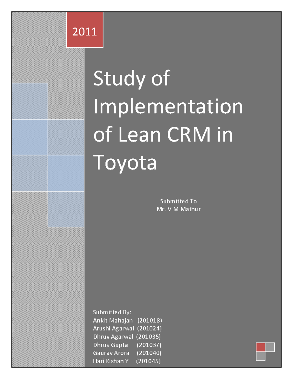 64467820 Implementation of Lean CRM in Toyota 2 - FORE School of ...