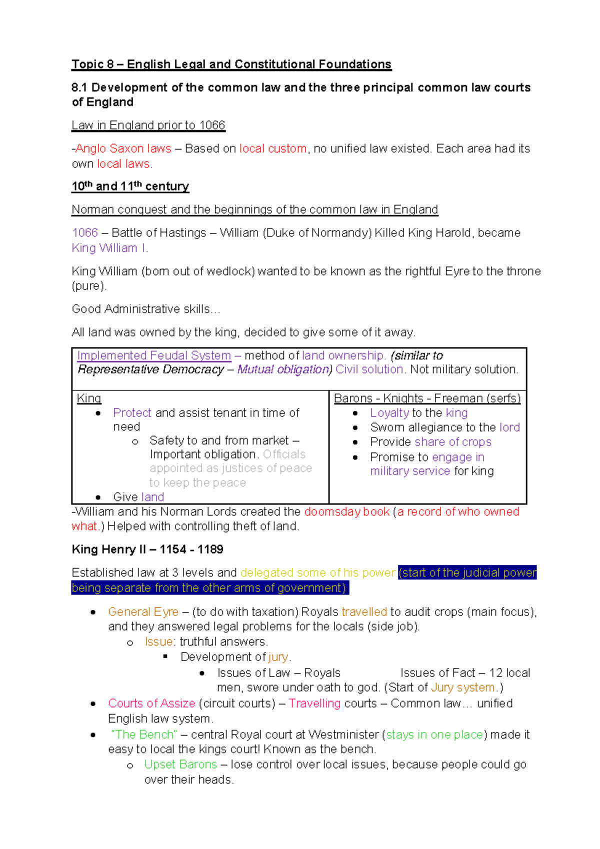 Topic 8 - Topic 8 – English Legal and Constitutional Foundations 8 ...